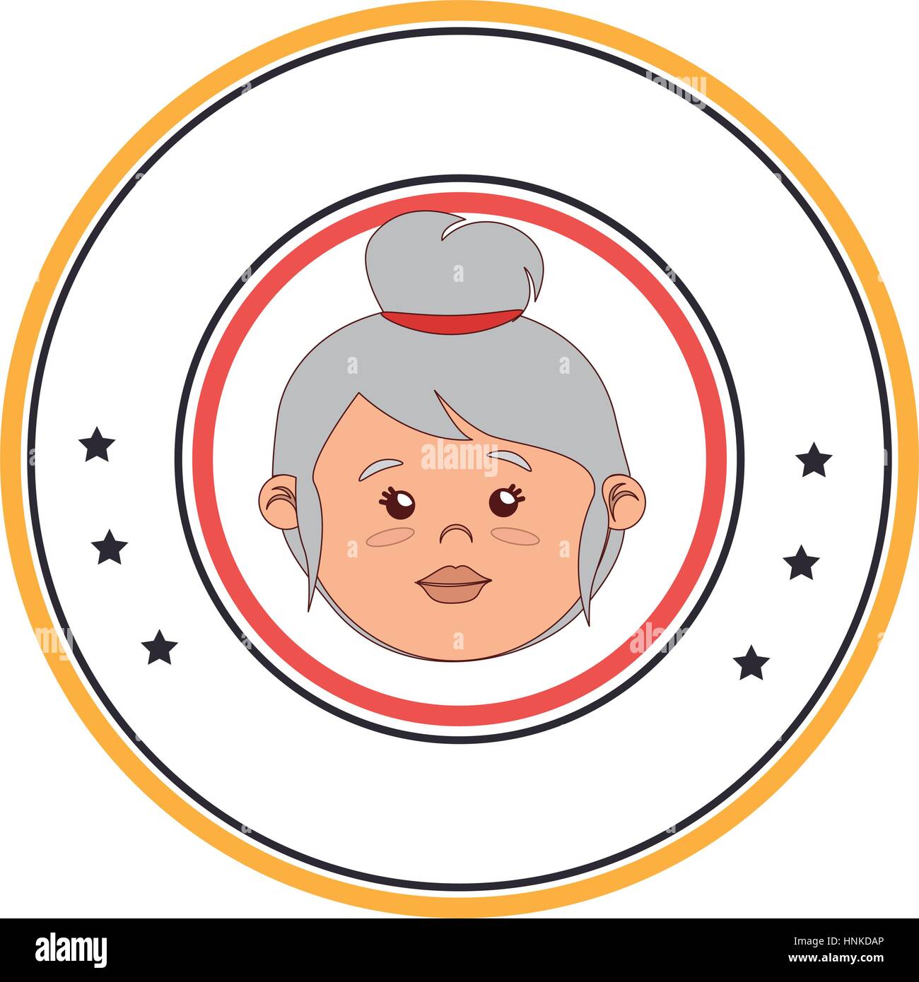 circular border with front face elderly woman vector illustration Stock ...