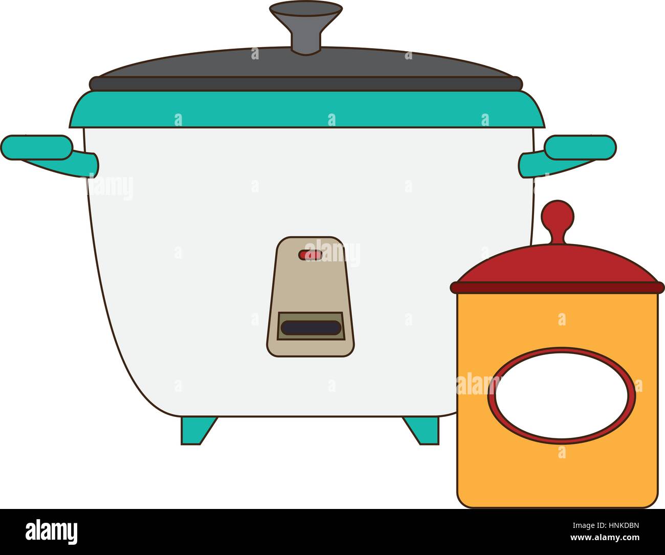 set of colorful rice cooker and salt container vector illustration ...