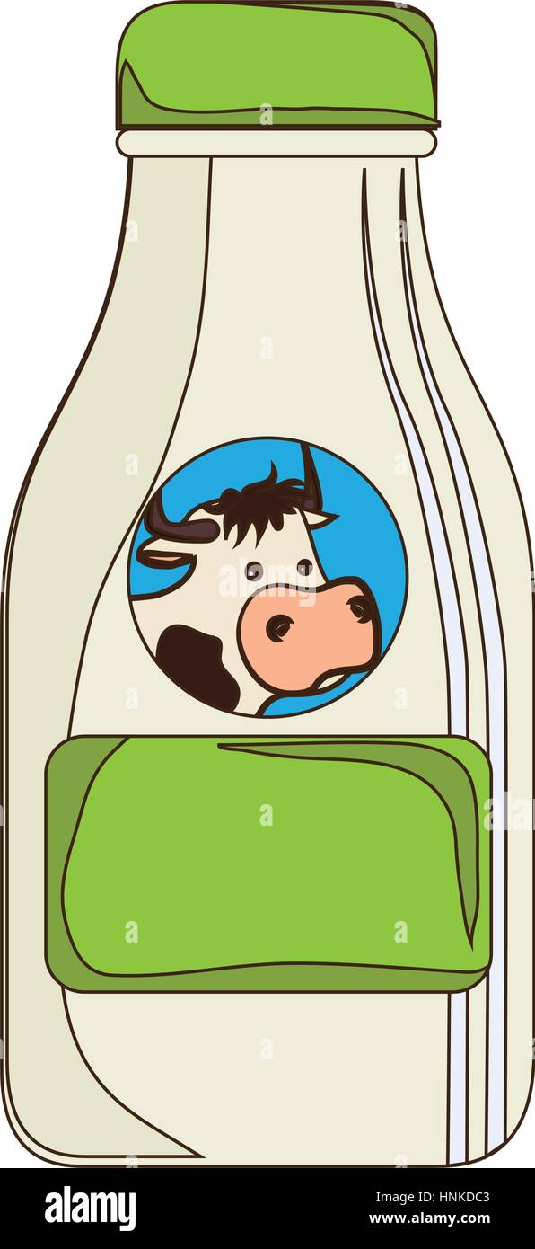 full color with glass bottle of milk vector illustration Stock Vector ...