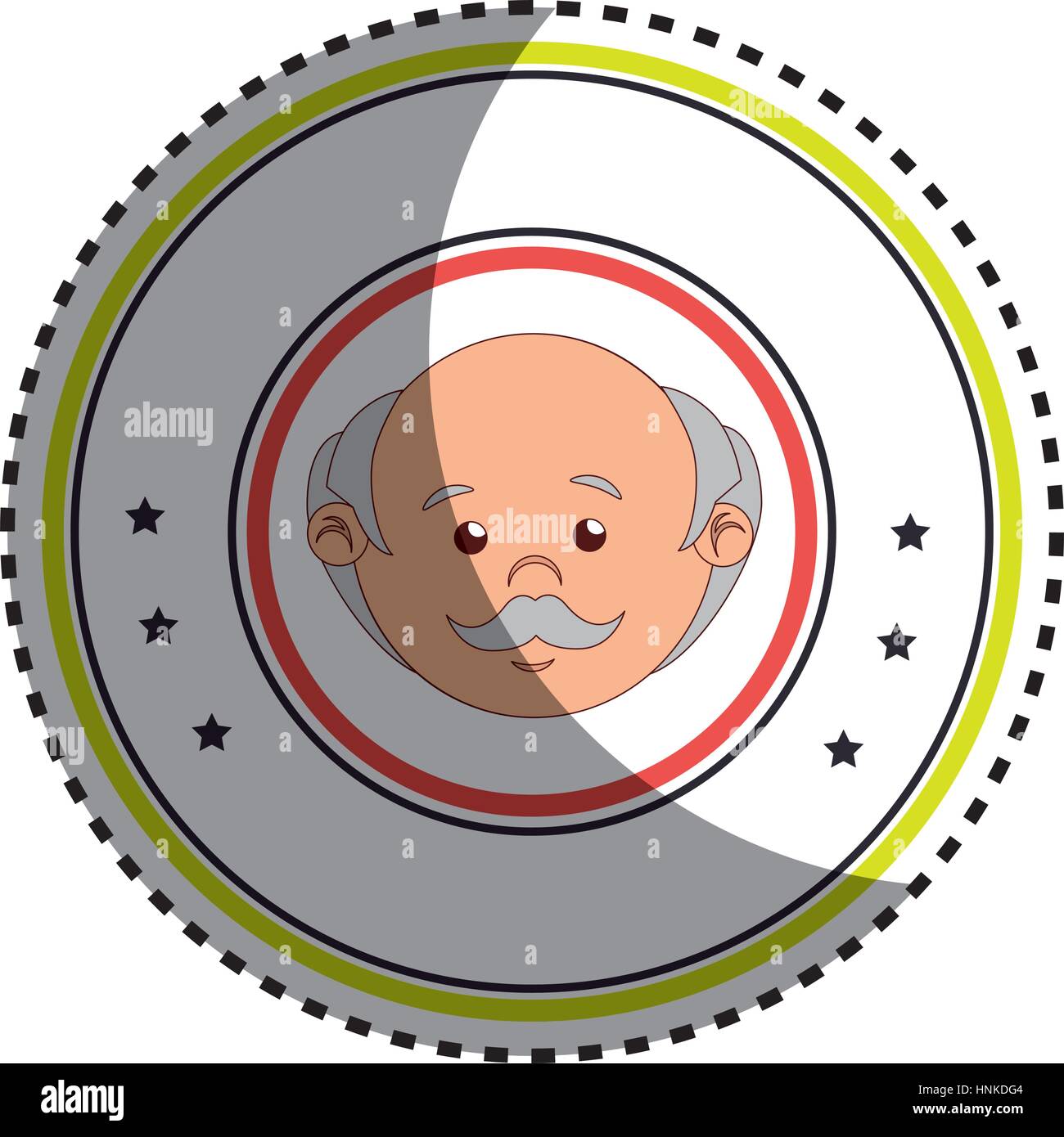 sticker colorful circular border with front face elderly man vector ...