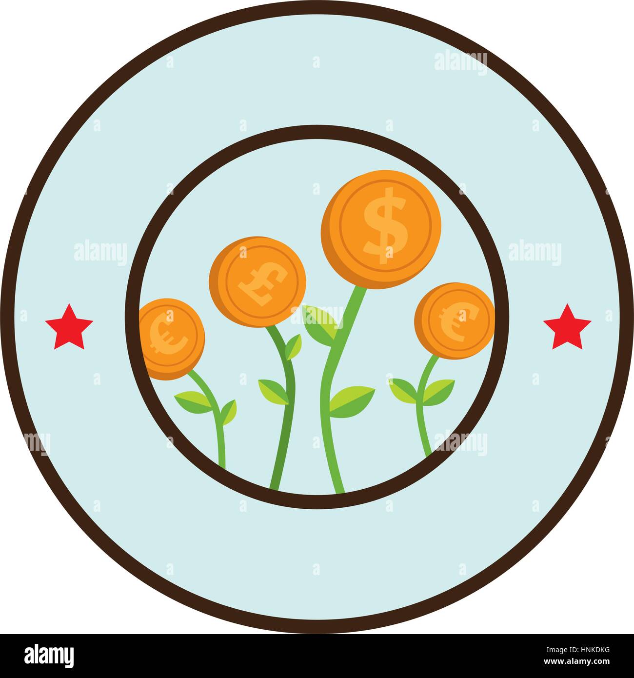 circular border with flowers in coins shape vector illustration Stock ...