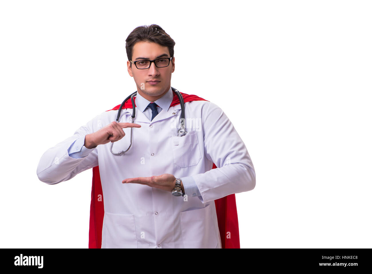 Super hero doctor isolated on white Stock Photo - Alamy