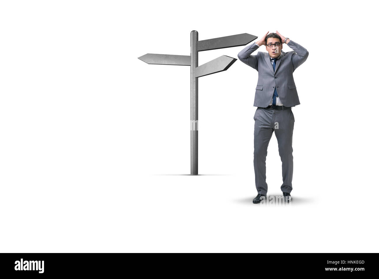 Businessman in difficult choice concept Stock Photo - Alamy