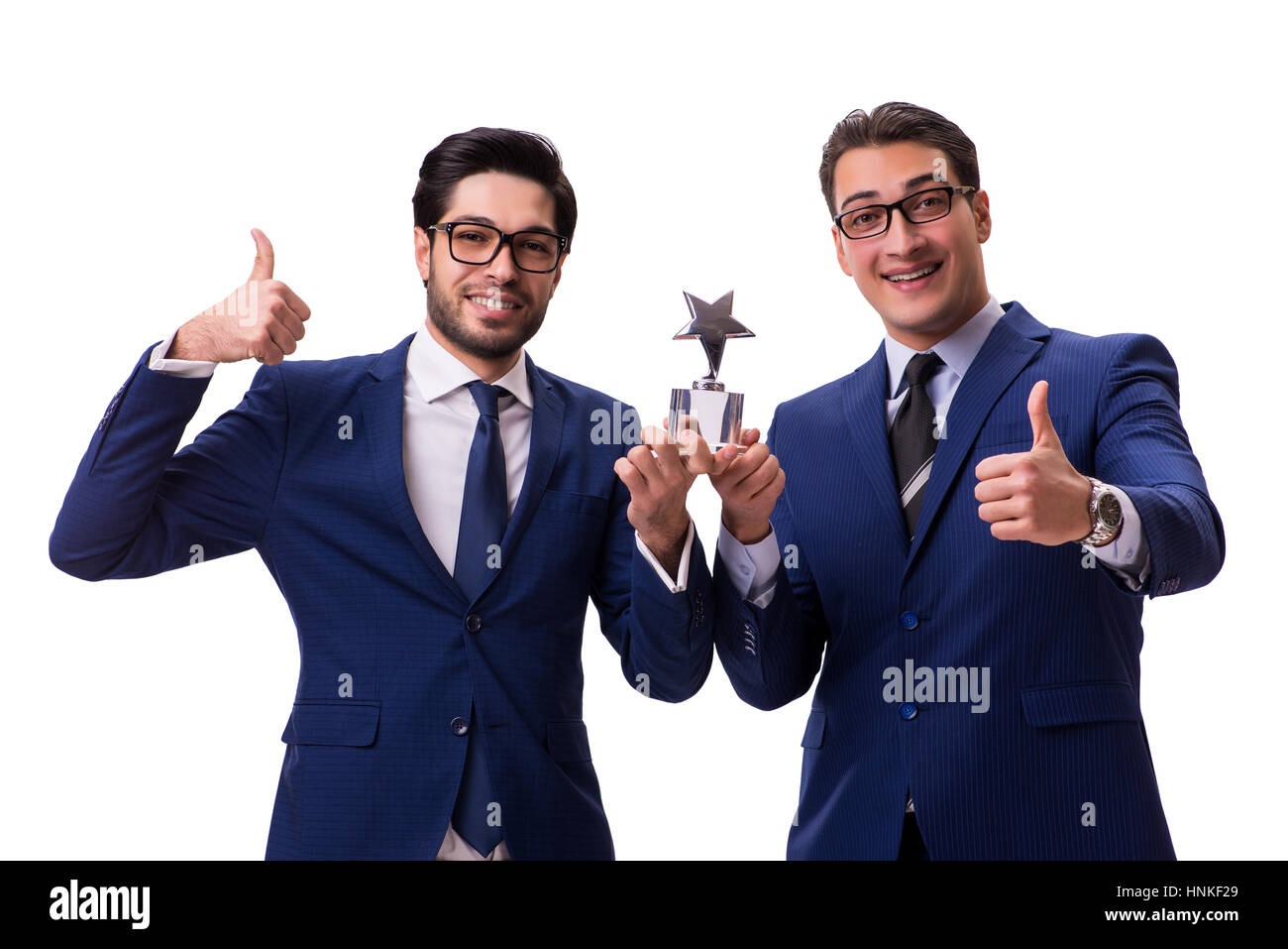 Businessman receiving award isolated on white Stock Photo - Alamy