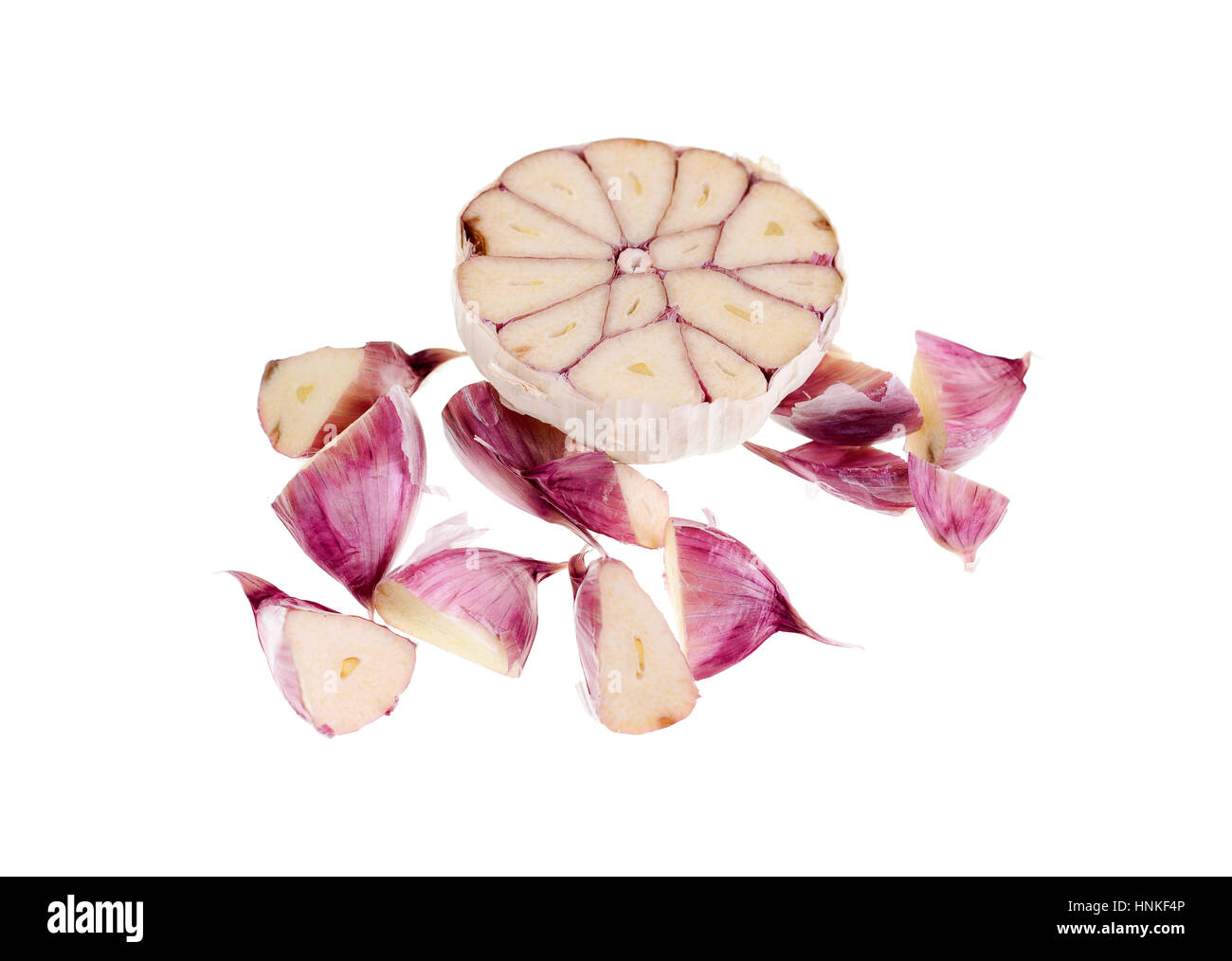 Cloves of garlic, Allium sativum, cut on the cross section Stock Photo ...