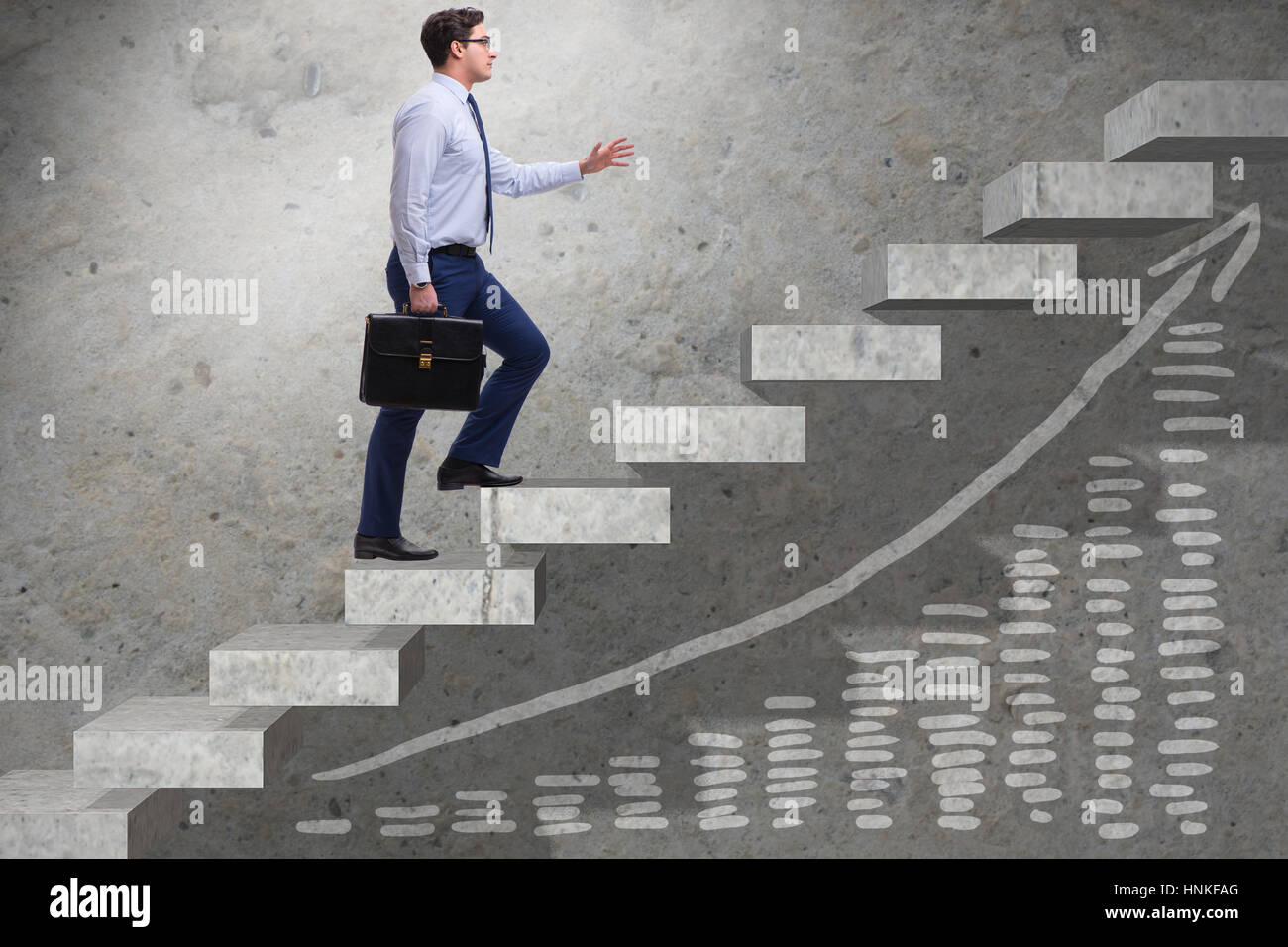 Young businessman climbing career ladder Stock Photo - Alamy
