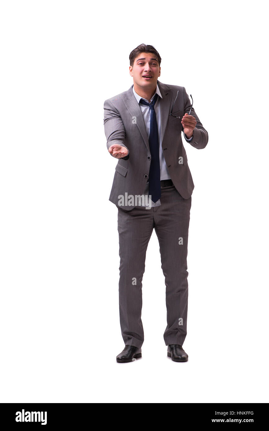 Bankrupt businessman isolated on white background Stock Photo - Alamy
