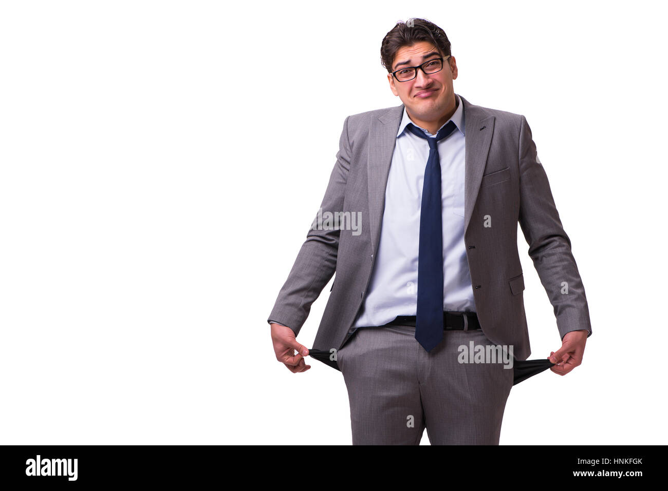 Bankrupt businessman isolated on white background Stock Photo - Alamy