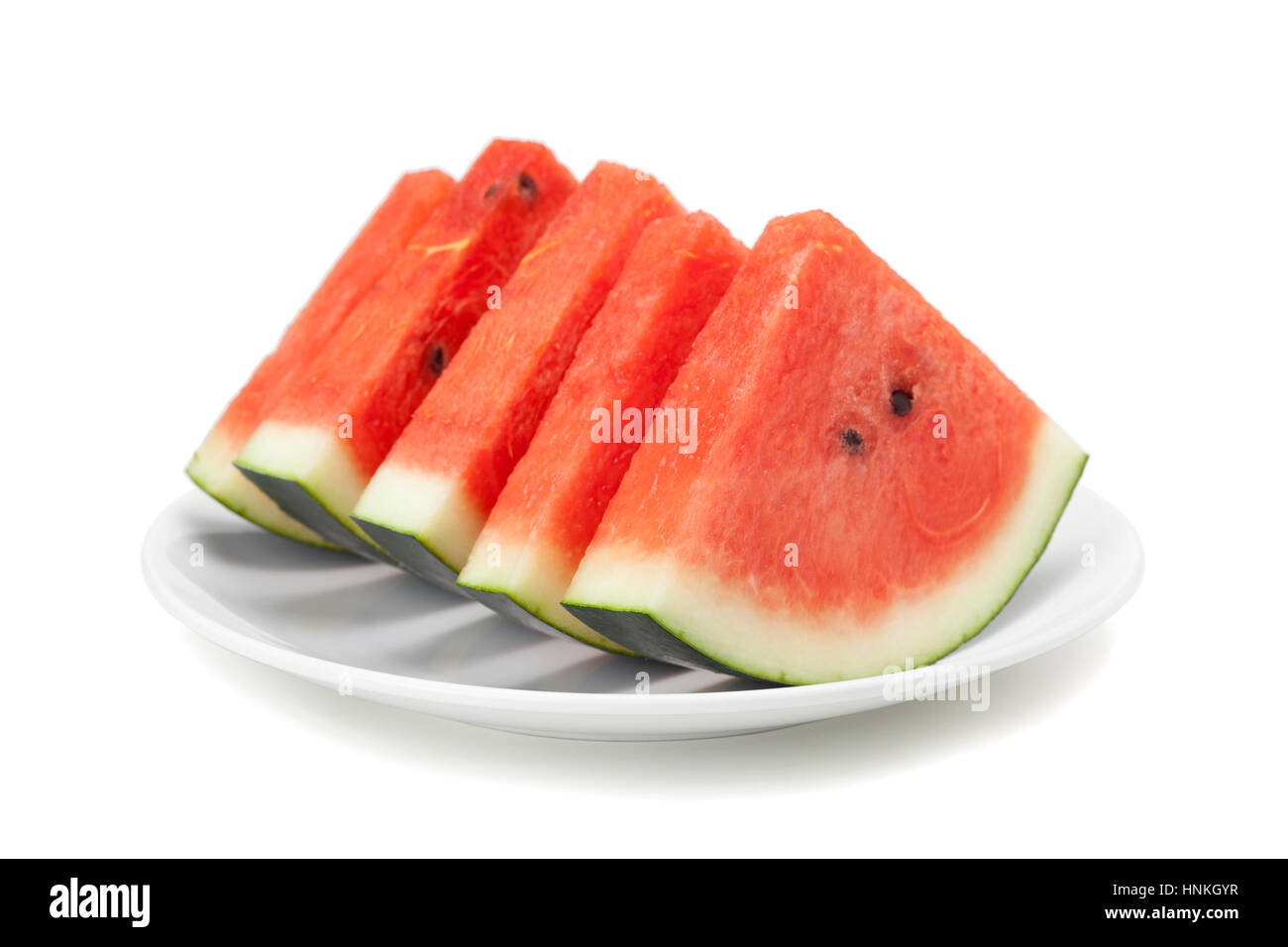 watermelon in ceramic plate isolated on white background with clipping ...