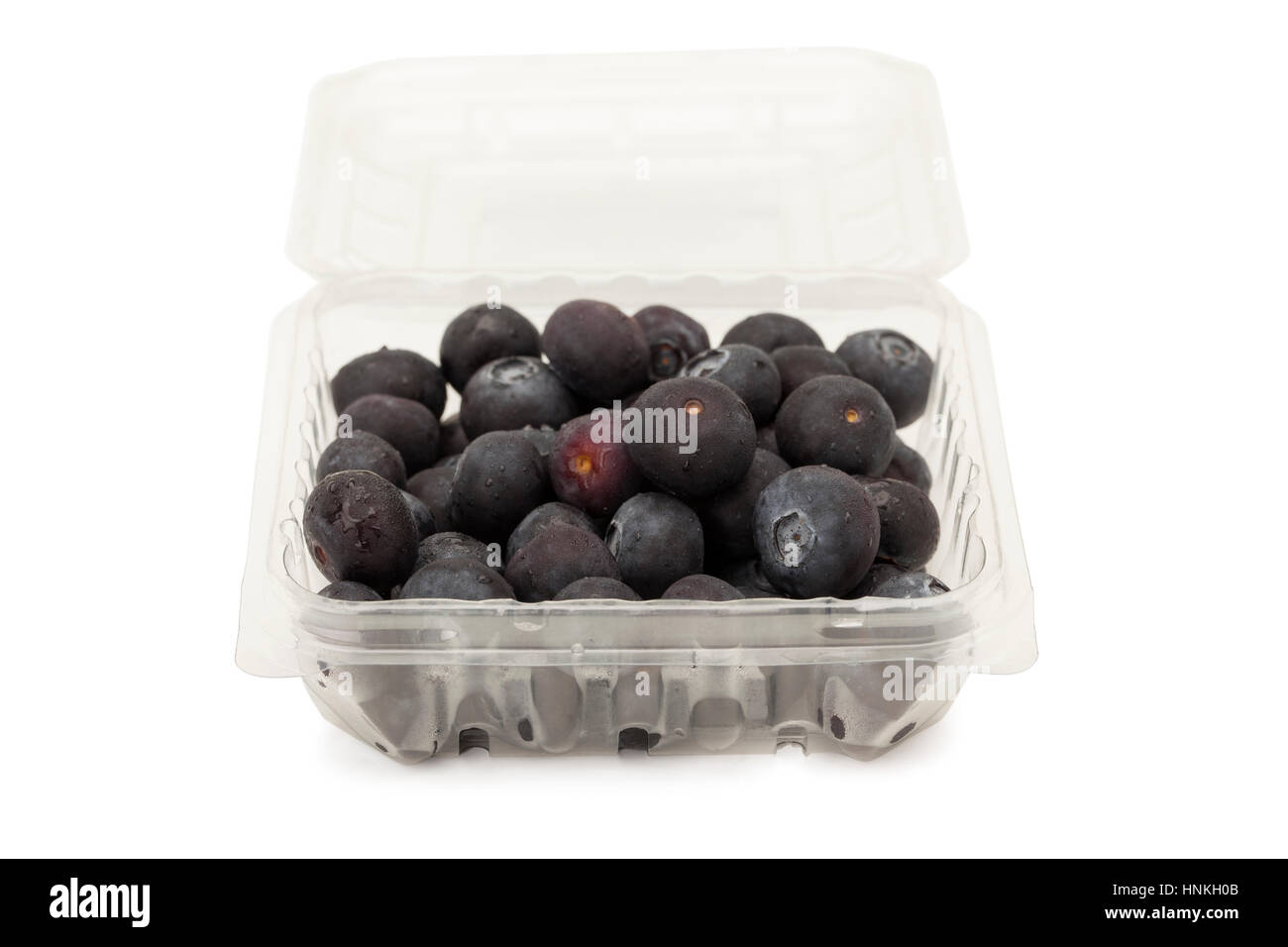 blueberry in plastic package isolated on white background with clipping ...
