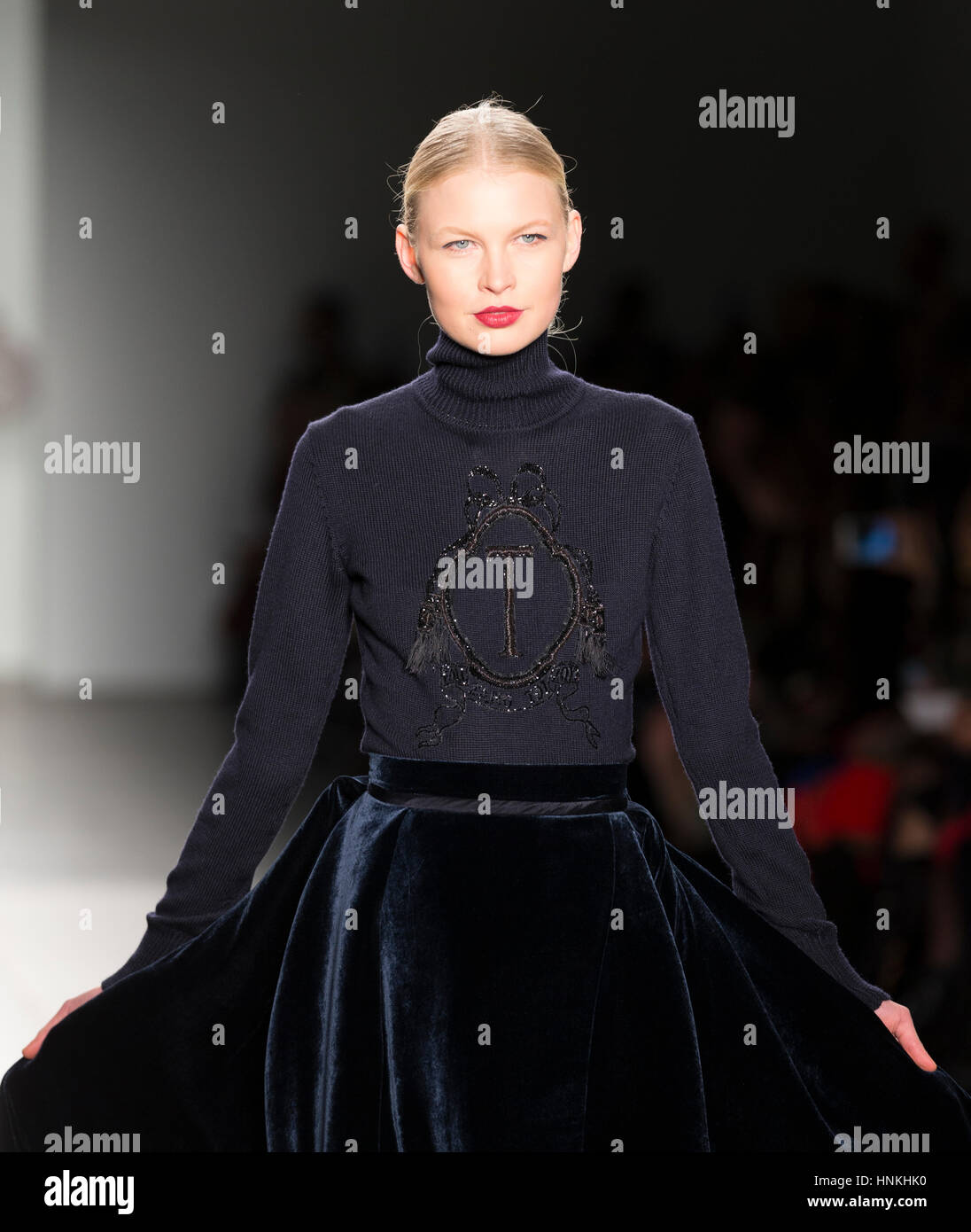 New York, United States. 13th Feb, 2017. Model walks runway for Zang ...