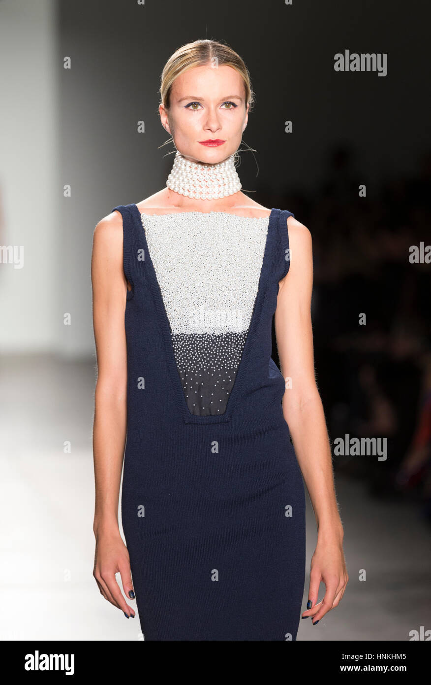 New York, United States. 13th Feb, 2017. Model walks runway for Zang ...