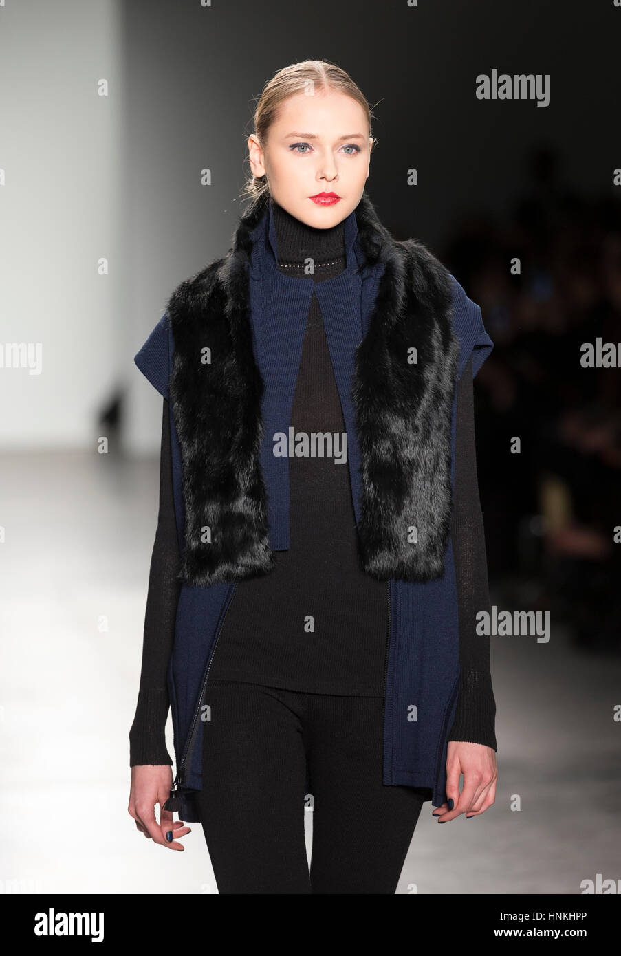 New York, United States. 13th Feb, 2017. Model walks runway for Zang ...