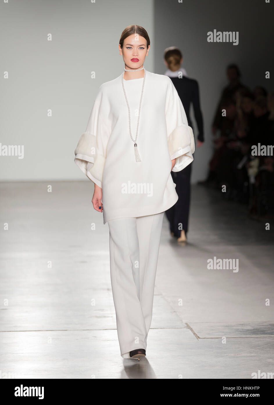 New York, United States. 13th Feb, 2017. Model walks runway for Zang ...