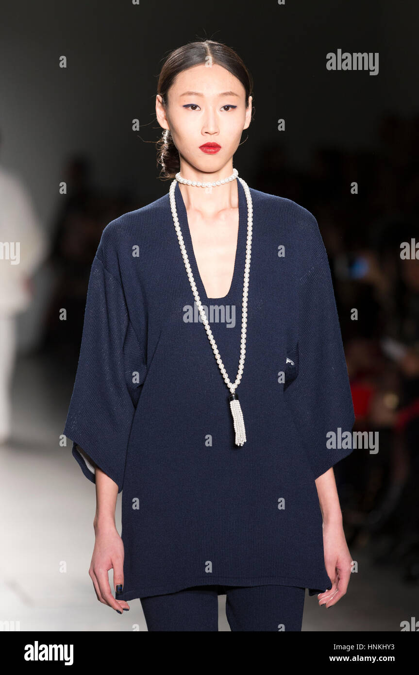 New York, United States. 13th Feb, 2017. Model walks runway for Zang ...