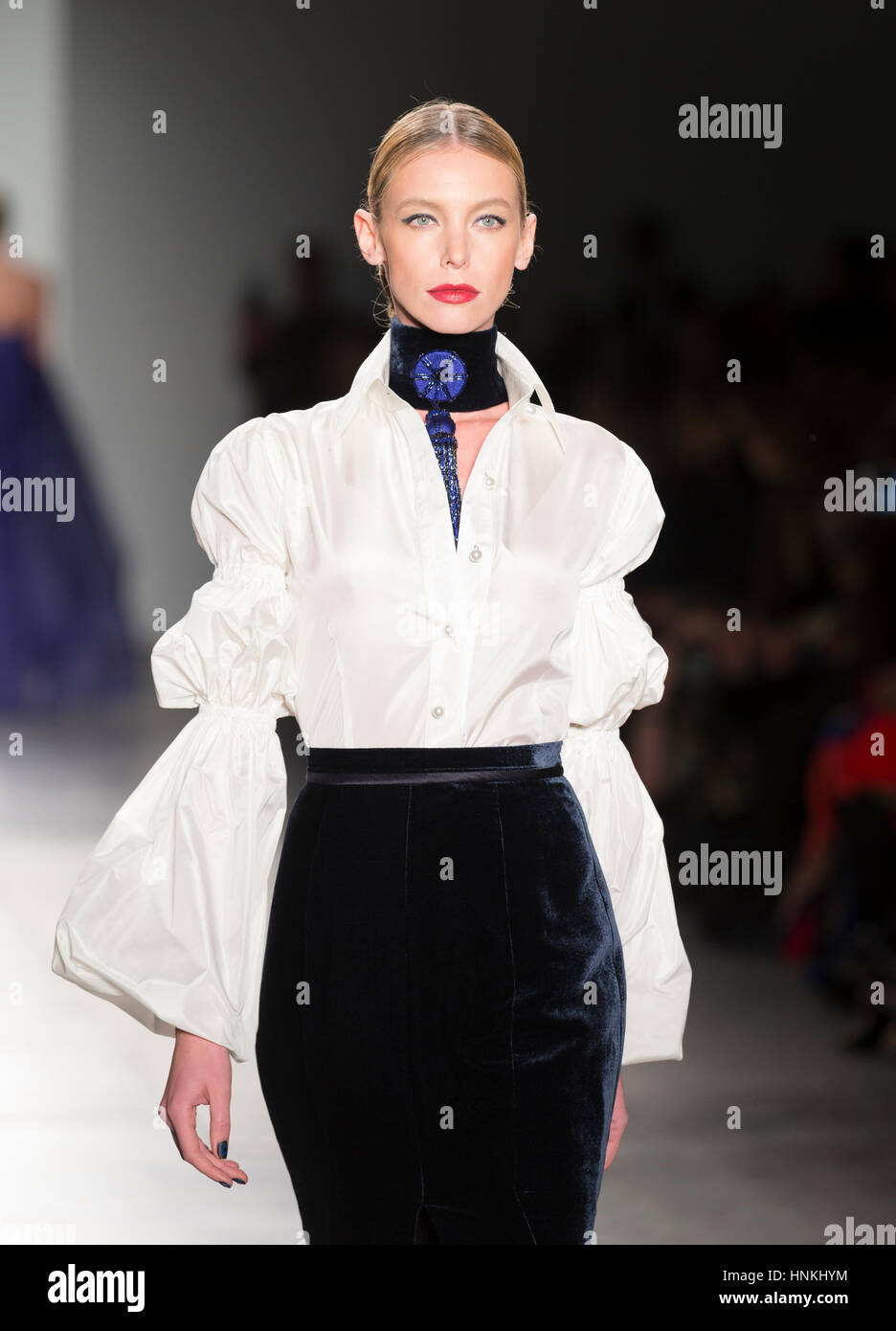 New York, United States. 13th Feb, 2017. Model walks runway for Zang ...