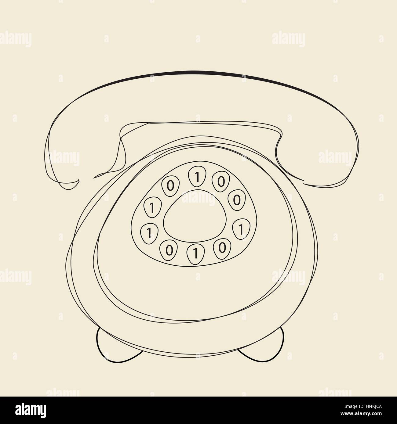 classic phone with binary numbers on beige background Stock Vector ...