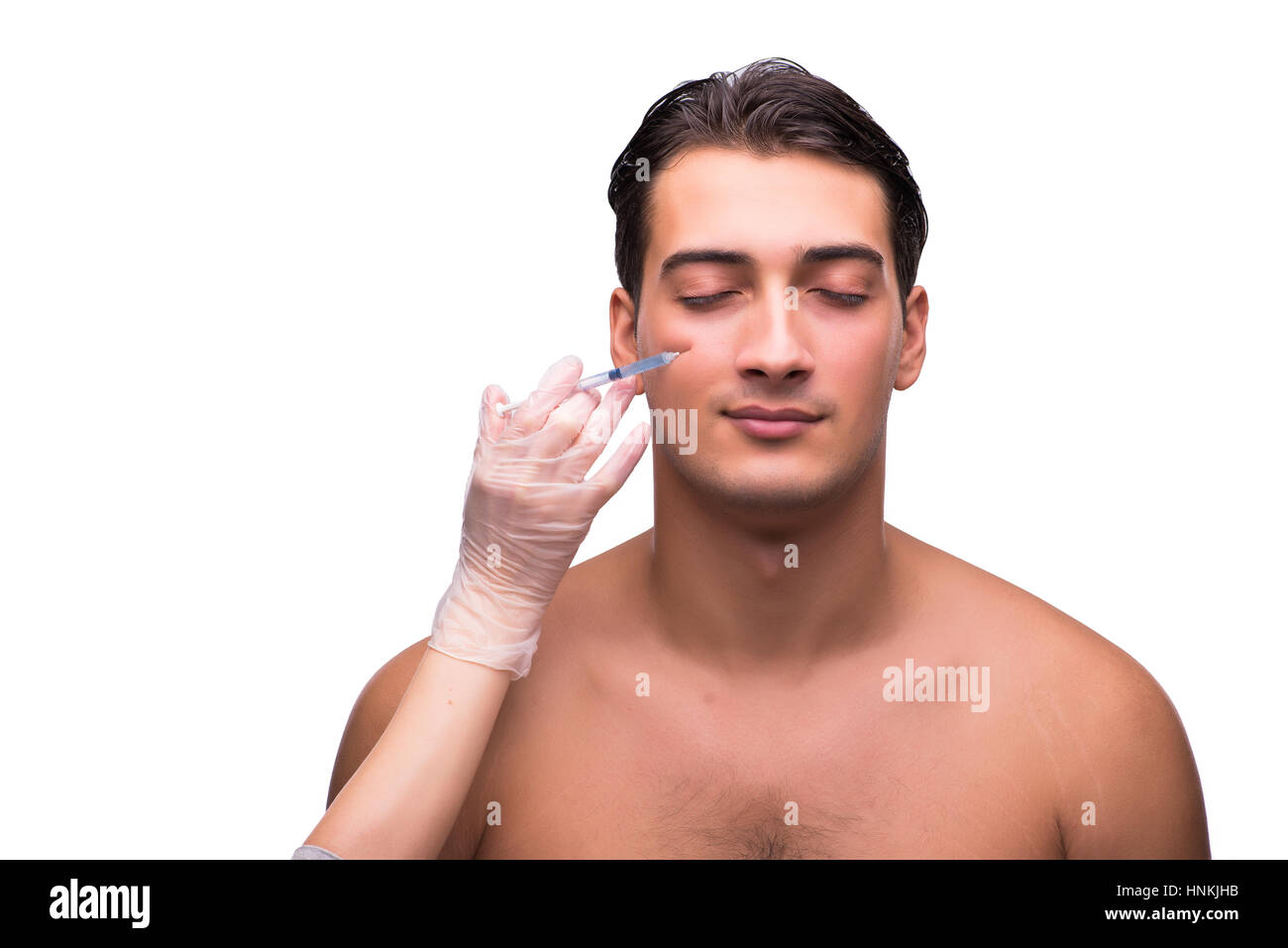 Man undergoing plastic surgery isolated on white Stock Photo - Alamy