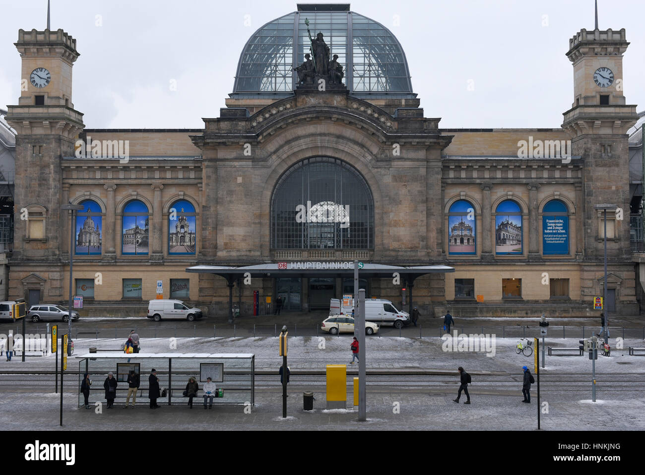 Dresden main Train Station during Winter. The city was known as the ...