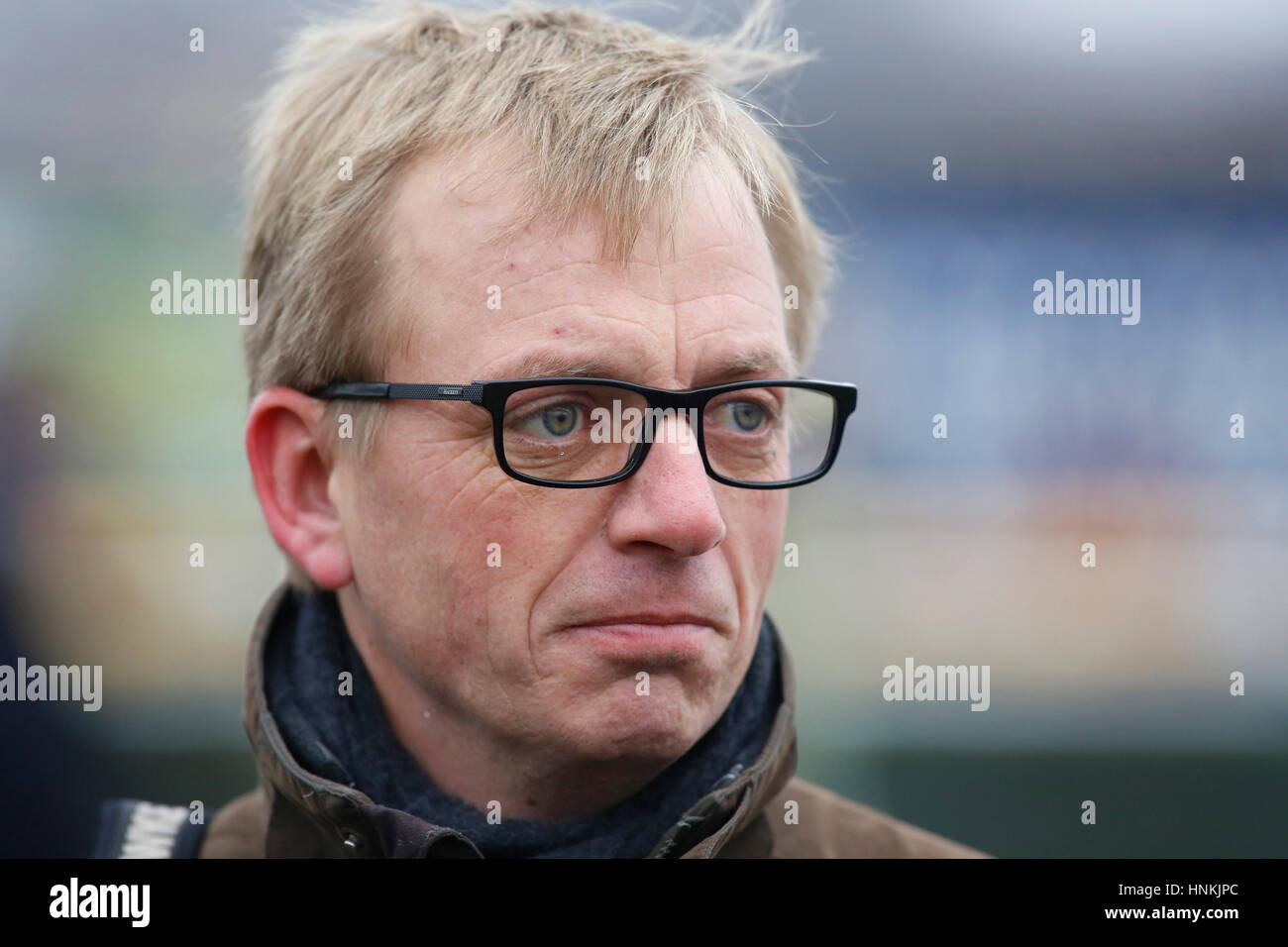 Trainer Warren Greatrex during Betfair Super Saturday at Newbury ...