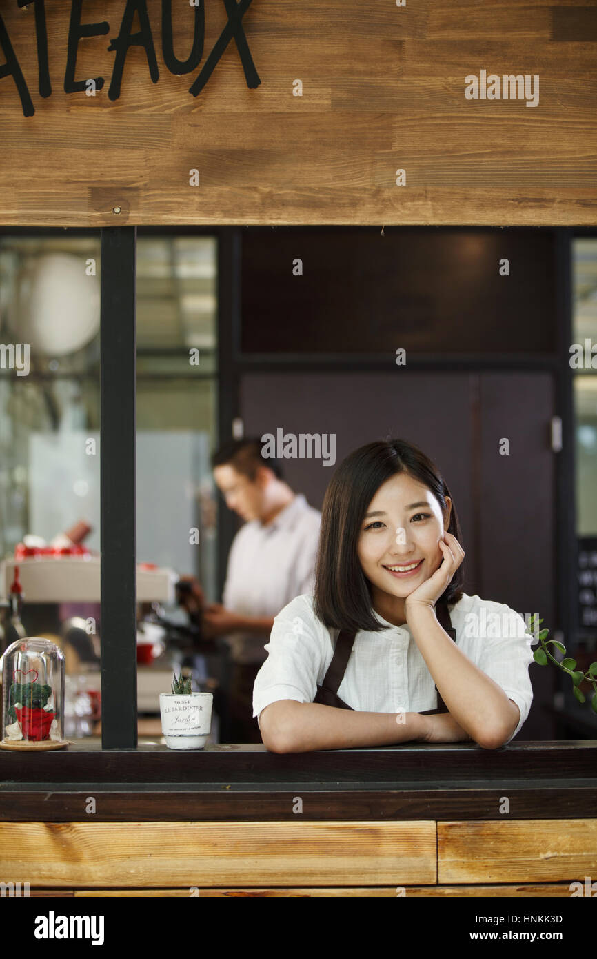 Coffee shop attendant Stock Photo - Alamy
