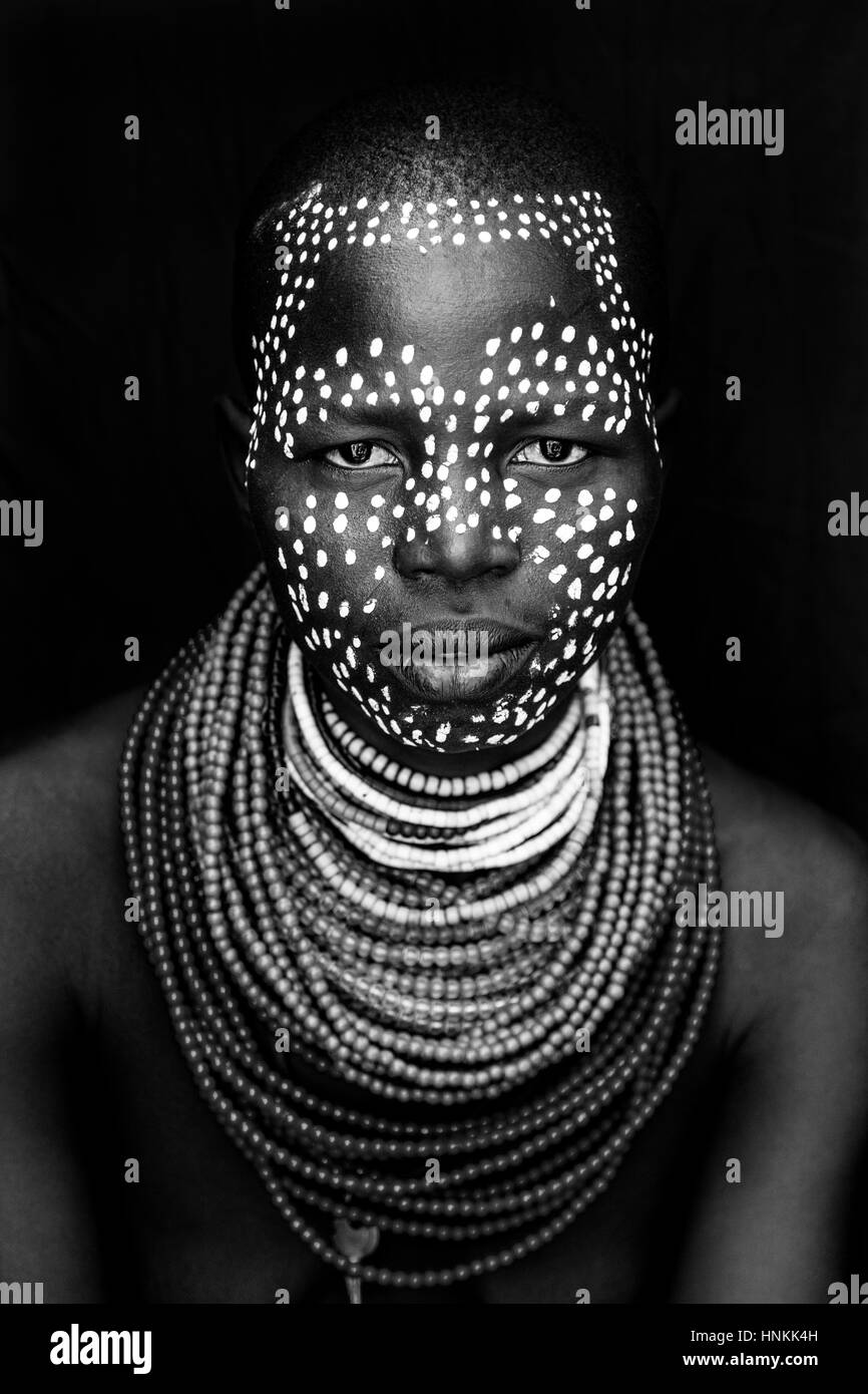 Portrait young karo tribe woman Black and White Stock Photos & Images ...