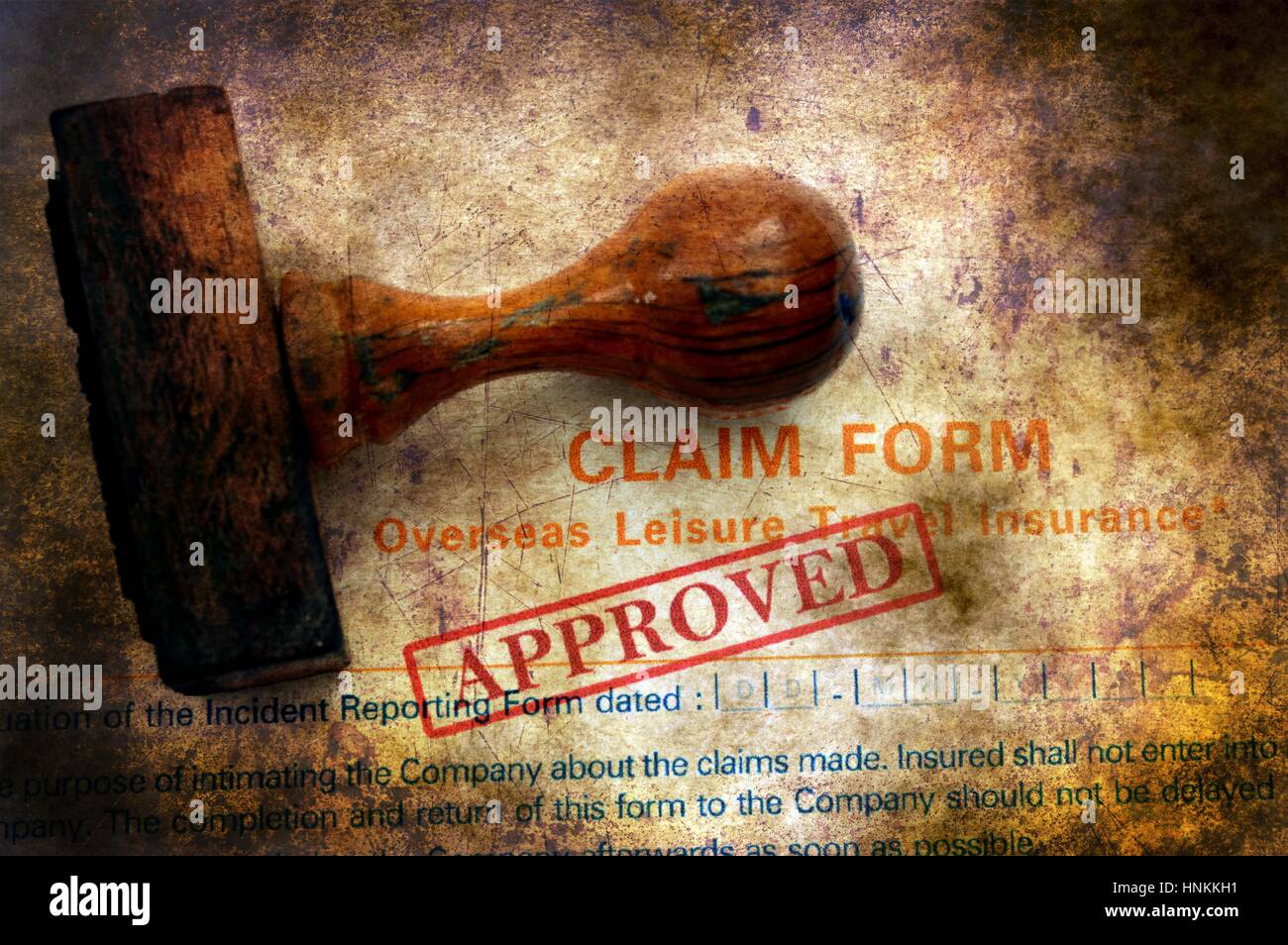 Claim form - approved grunge concept Stock Photo - Alamy