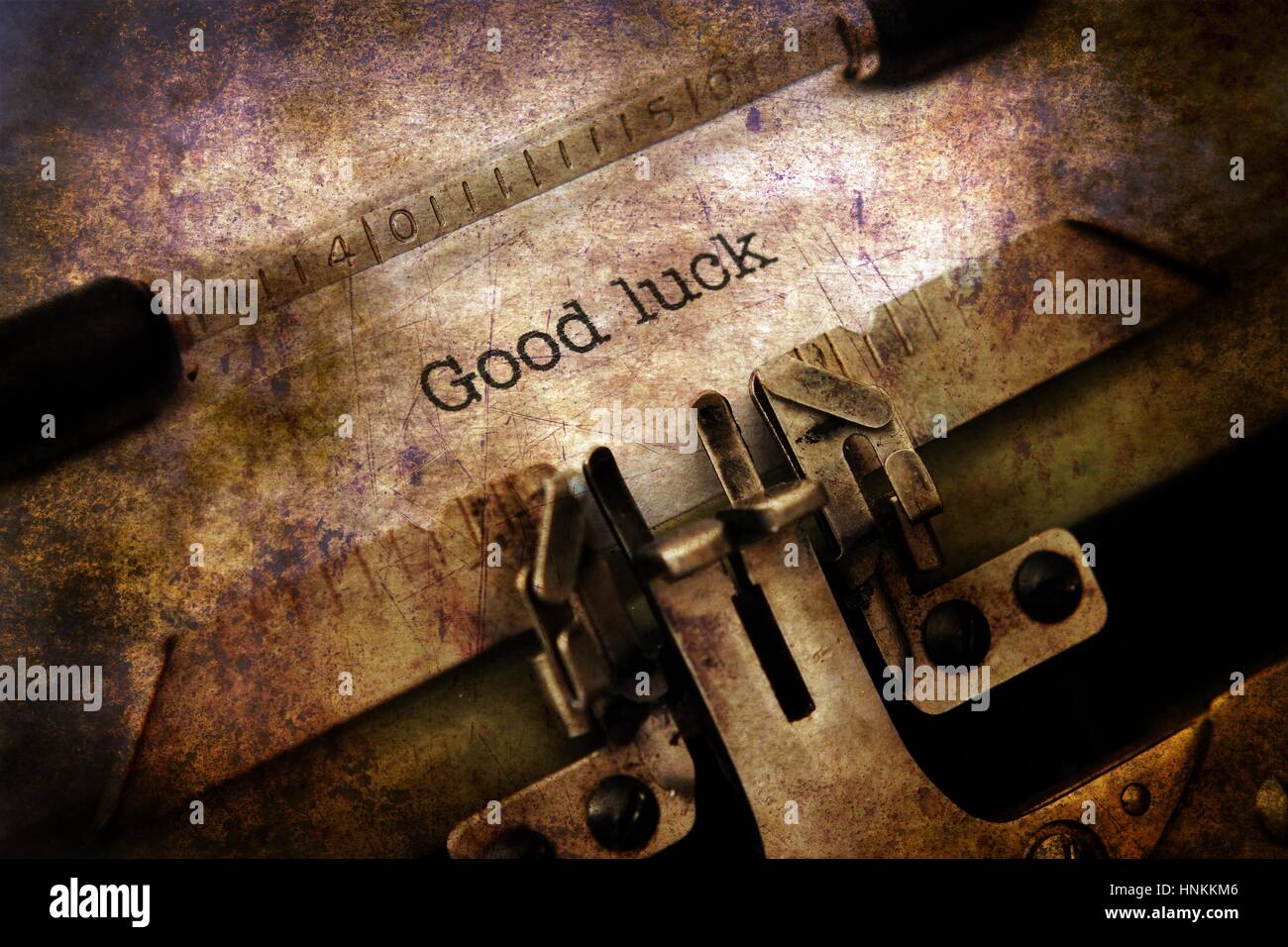 Good luck text on vintage typewriter Stock Photo - Alamy