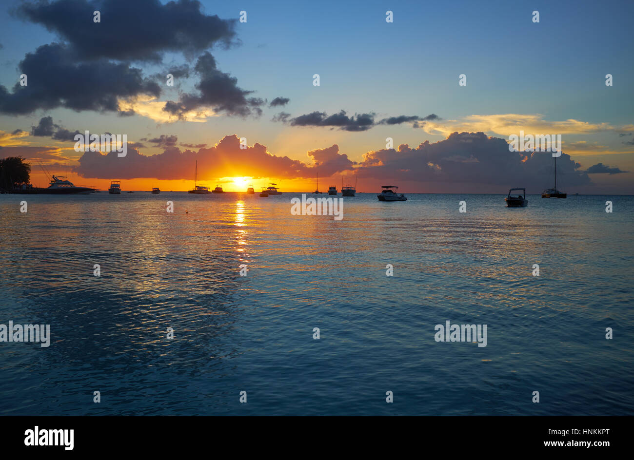 Very nice and colorful sunset on mauritius island Stock Photo - Alamy