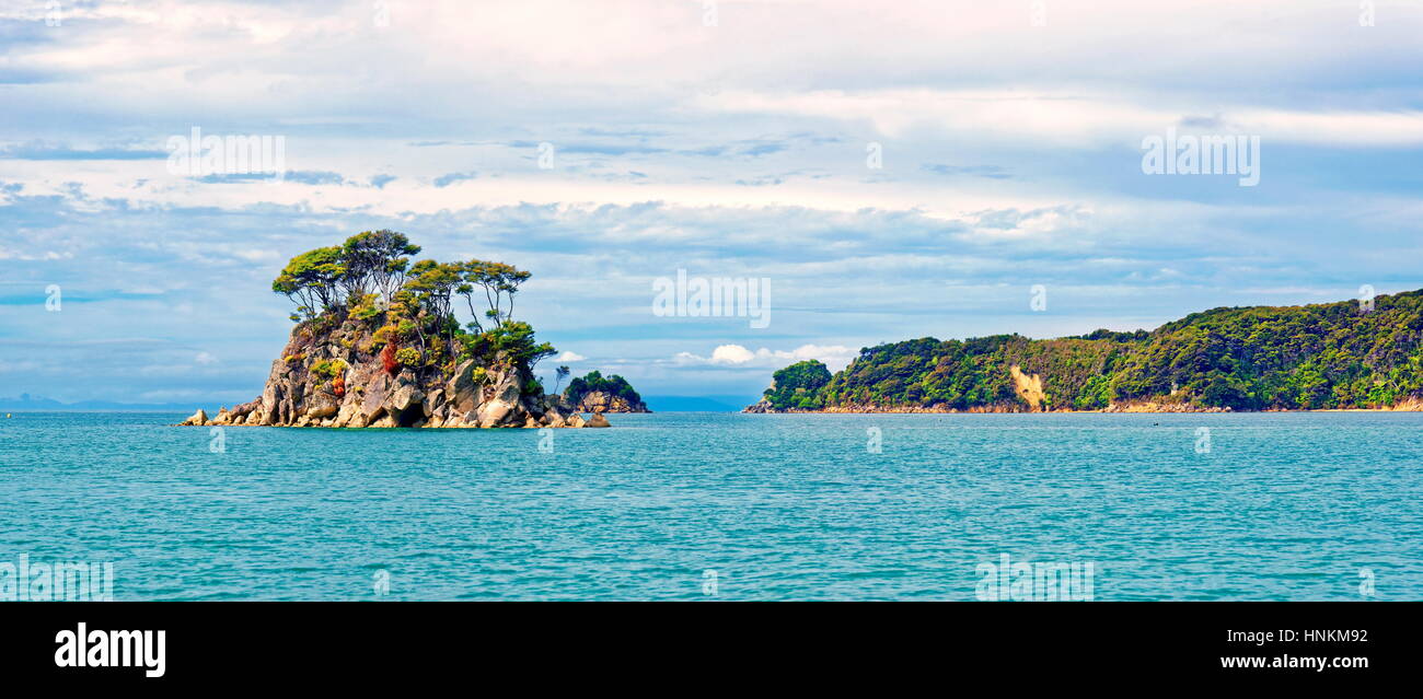 Small overgrown island, Dolly Varden, Torrent Bay, Abel Tasman National ...
