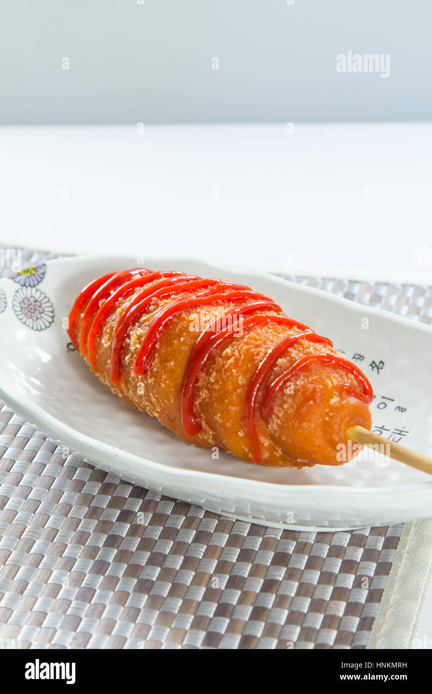 deep fried hot dog Stock Photo - Alamy