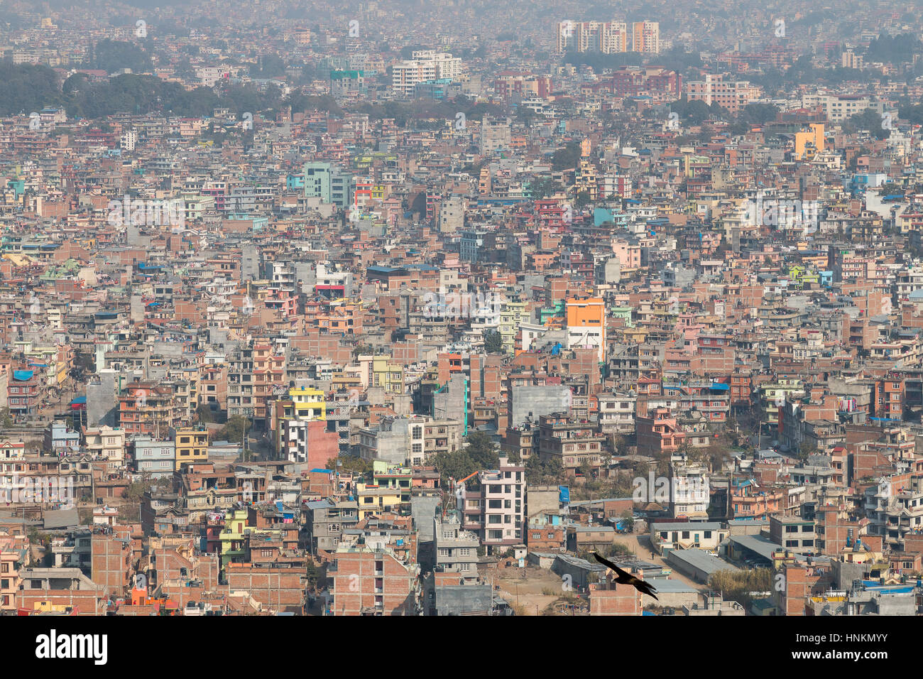 Aerial view of crowded streets in Nepal's capital city, Kathmandu Stock ...