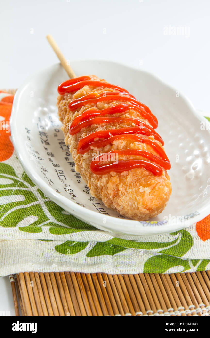 deep fried hot dog Stock Photo - Alamy