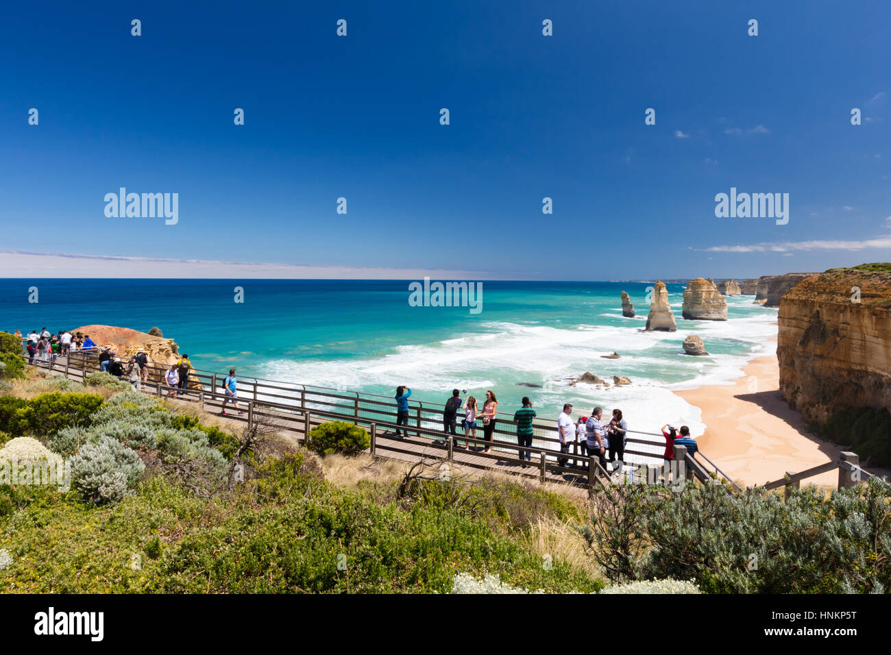 Port Campbell, Australia - JAN 27: Tourists enjoy the world famous 12 ...