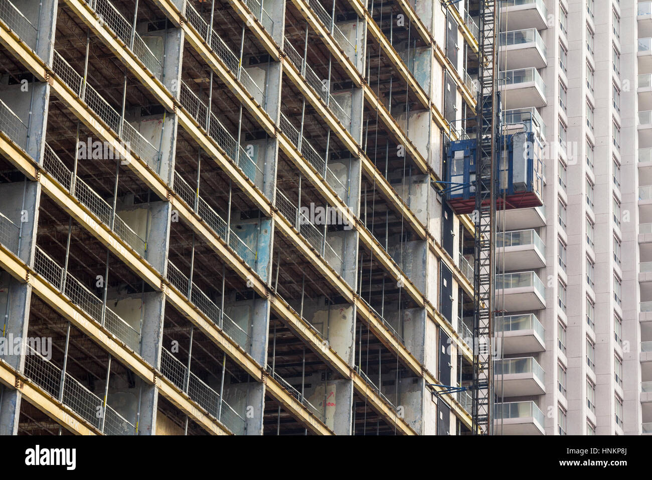 Elevator on a skyscraper construction site in downtown Toronto, Ontario ...