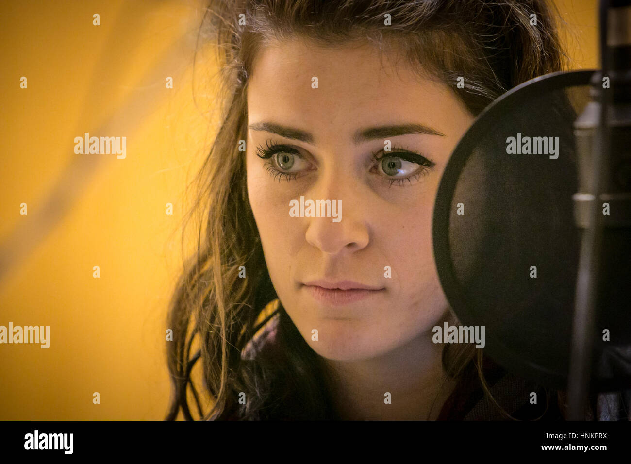 Singer Lucie Jones in the recording studio for Midsomer Murders Album ...