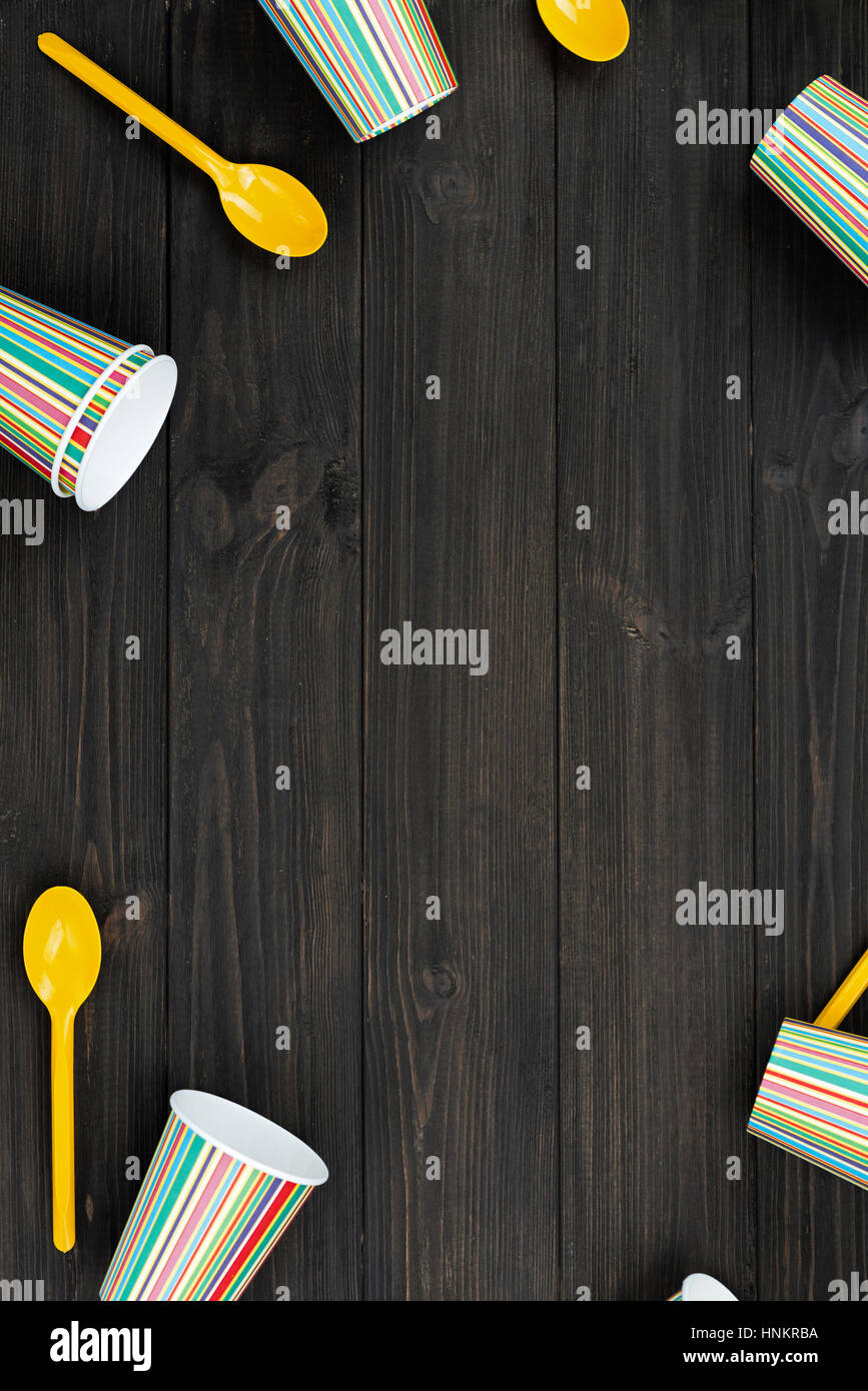 Photo of colorful paper cups lying like a frame Stock Photo - Alamy