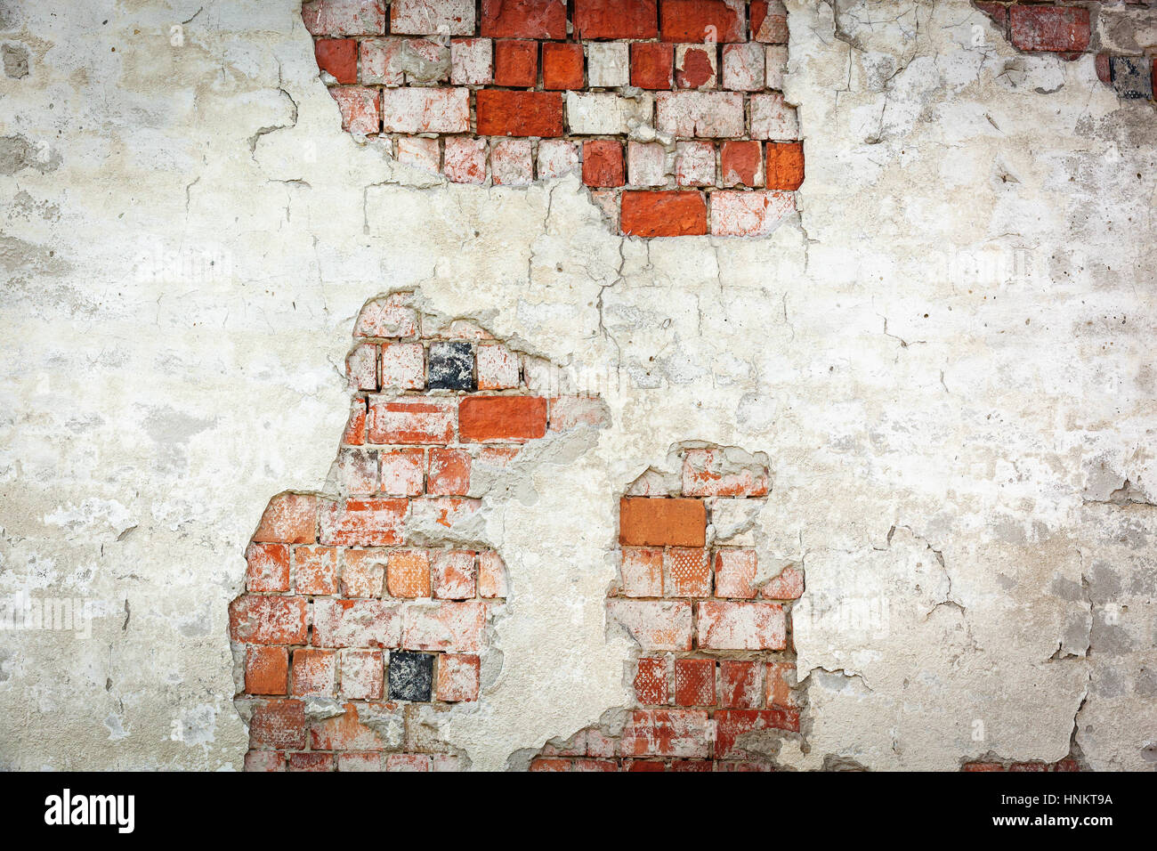 Brick wall close up. Old damaged brick wall with cement close up.stone ...