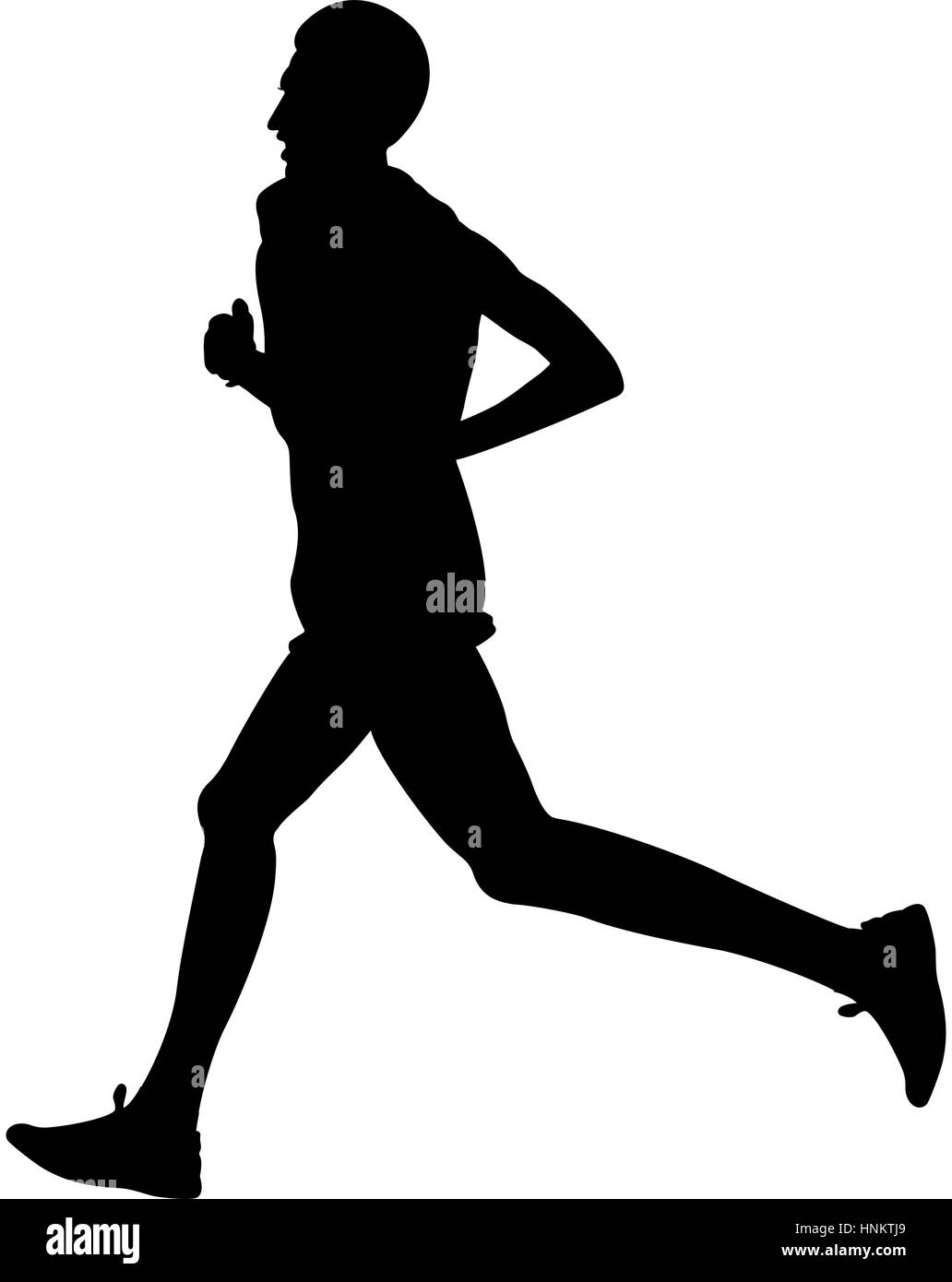 young male athletic runner marathon running black silhouette Stock ...