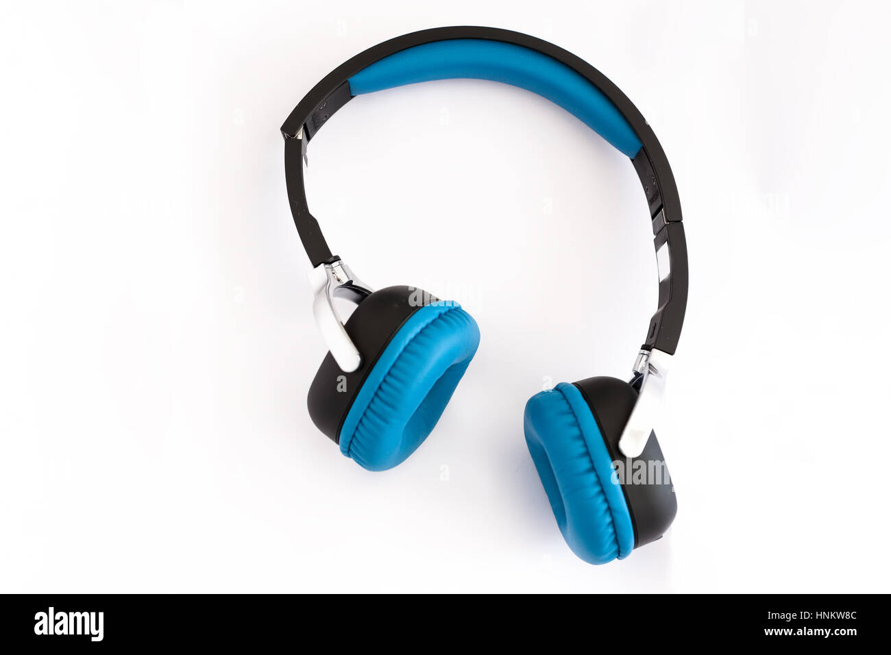 Blue wireless headphones front view isolated on white background Stock ...