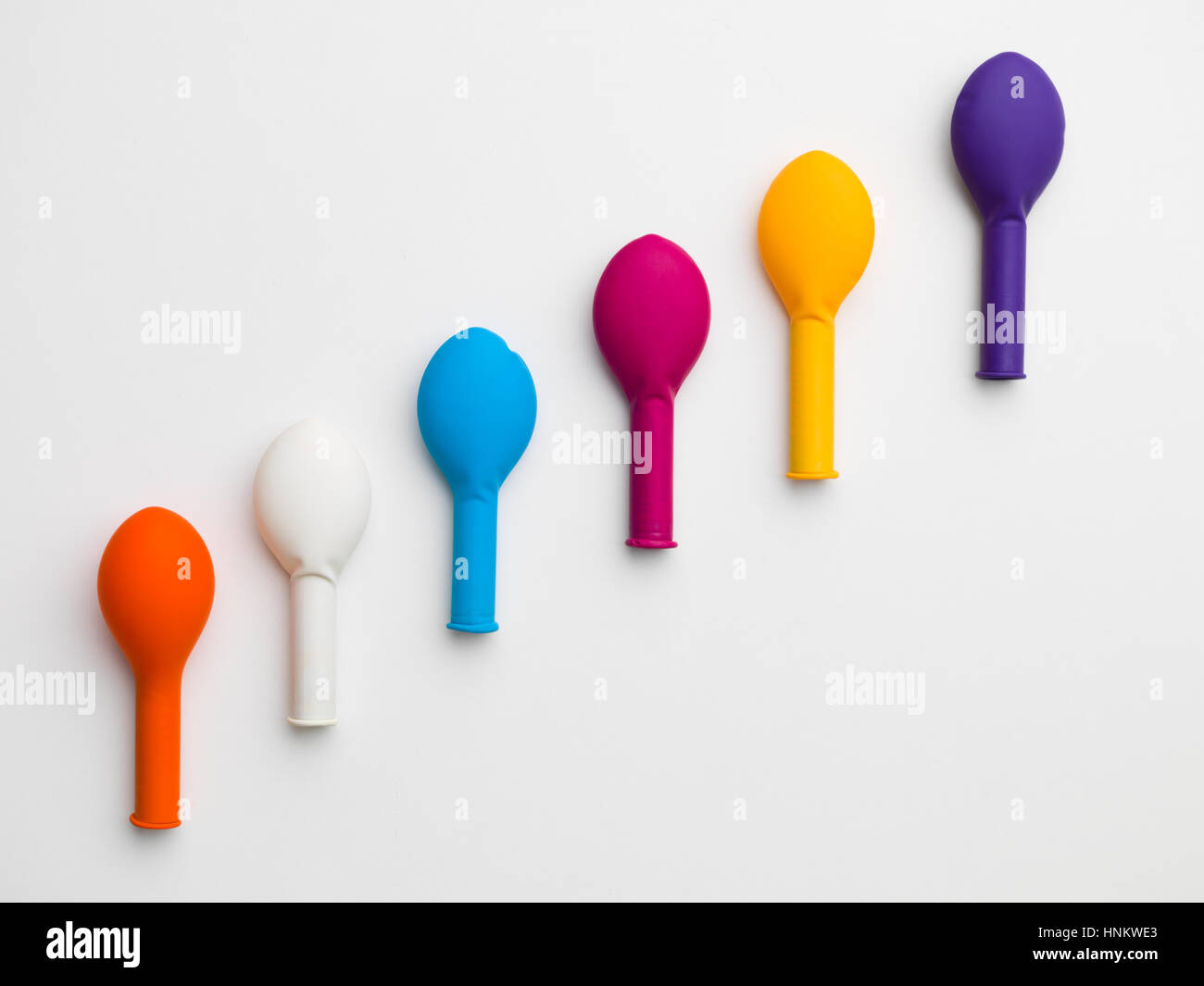 colorful ballon arrangement from the left lower corner to the right ...