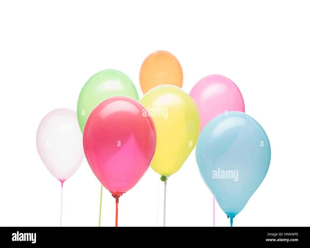 landscape image, group of colorful balloons on a sticks different ...