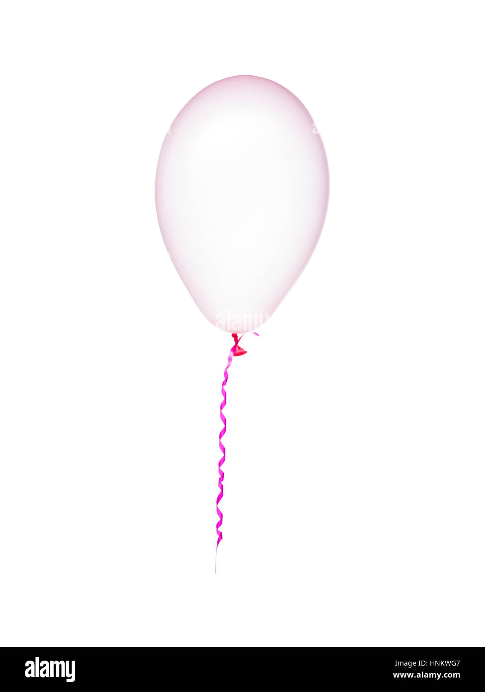 pink transparent balloon with ribbon flying on isolated on white ...