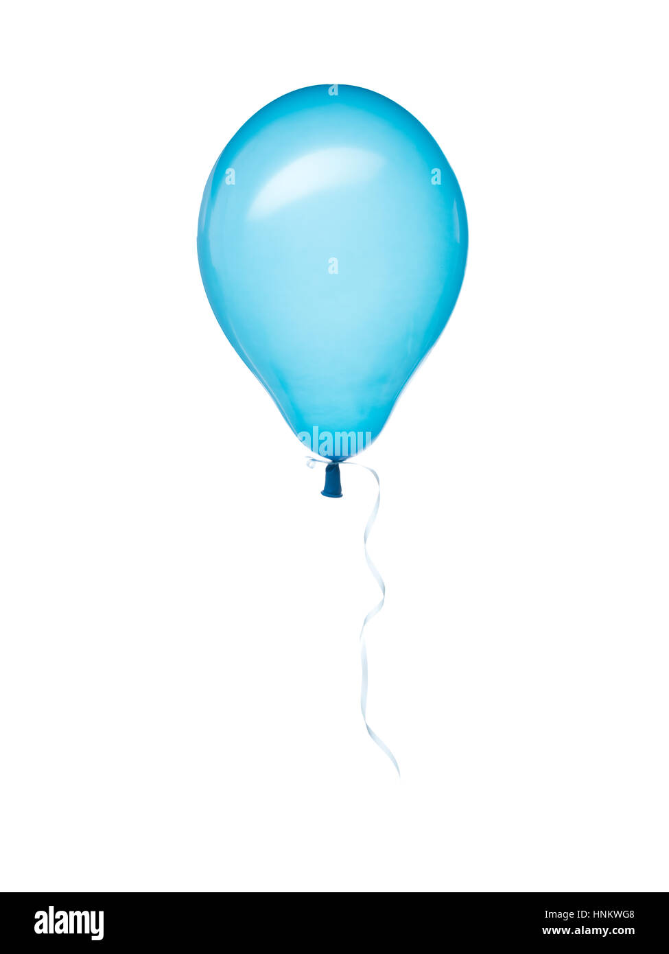 blue transparent balloon with ribbon flying on isolated on white ...