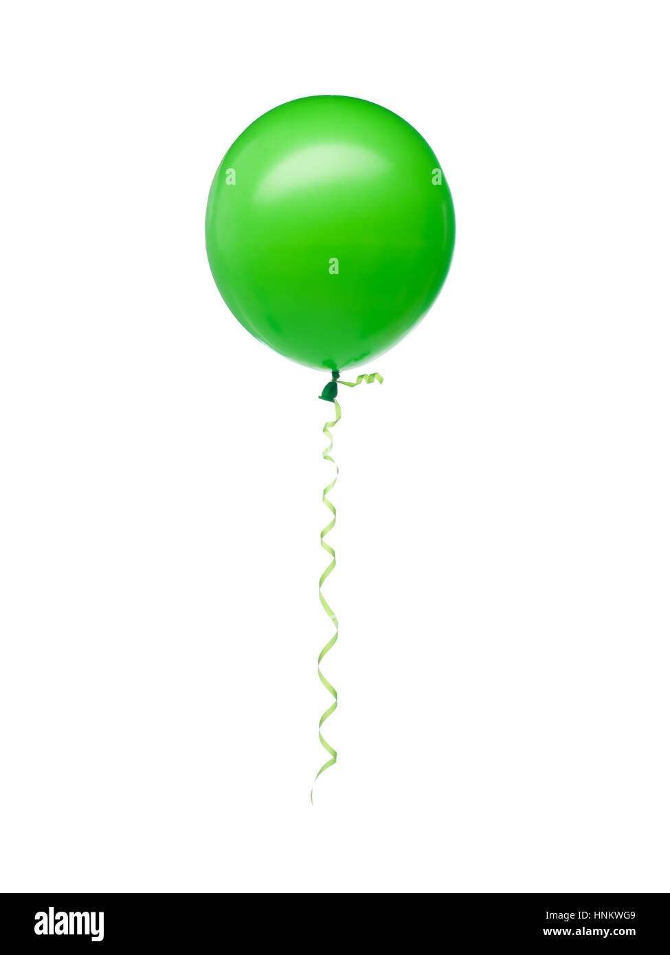green balloon with ribbon flying on isolated on white background Stock ...