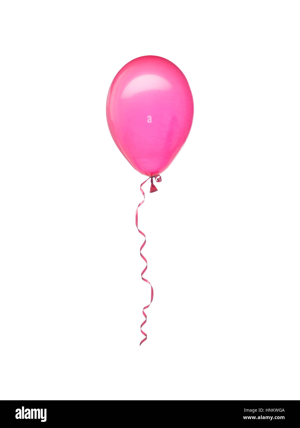 deep pink balloon with ribbon flying on isolated on white background ...