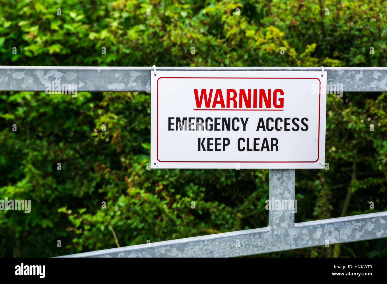 Emergency access keep clear warning sign in UK countryside Stock Photo ...