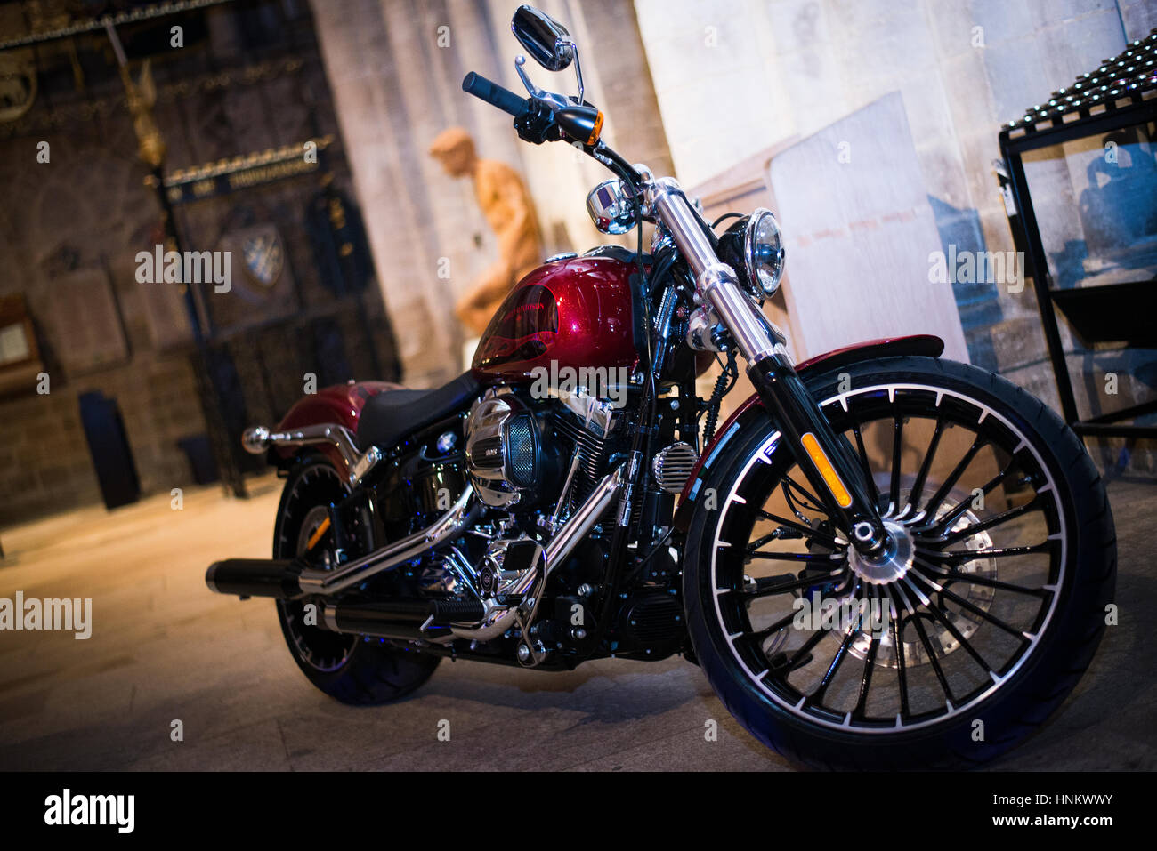 Red Harley Davidson motorbike in a cathedral Stock Photo - Alamy