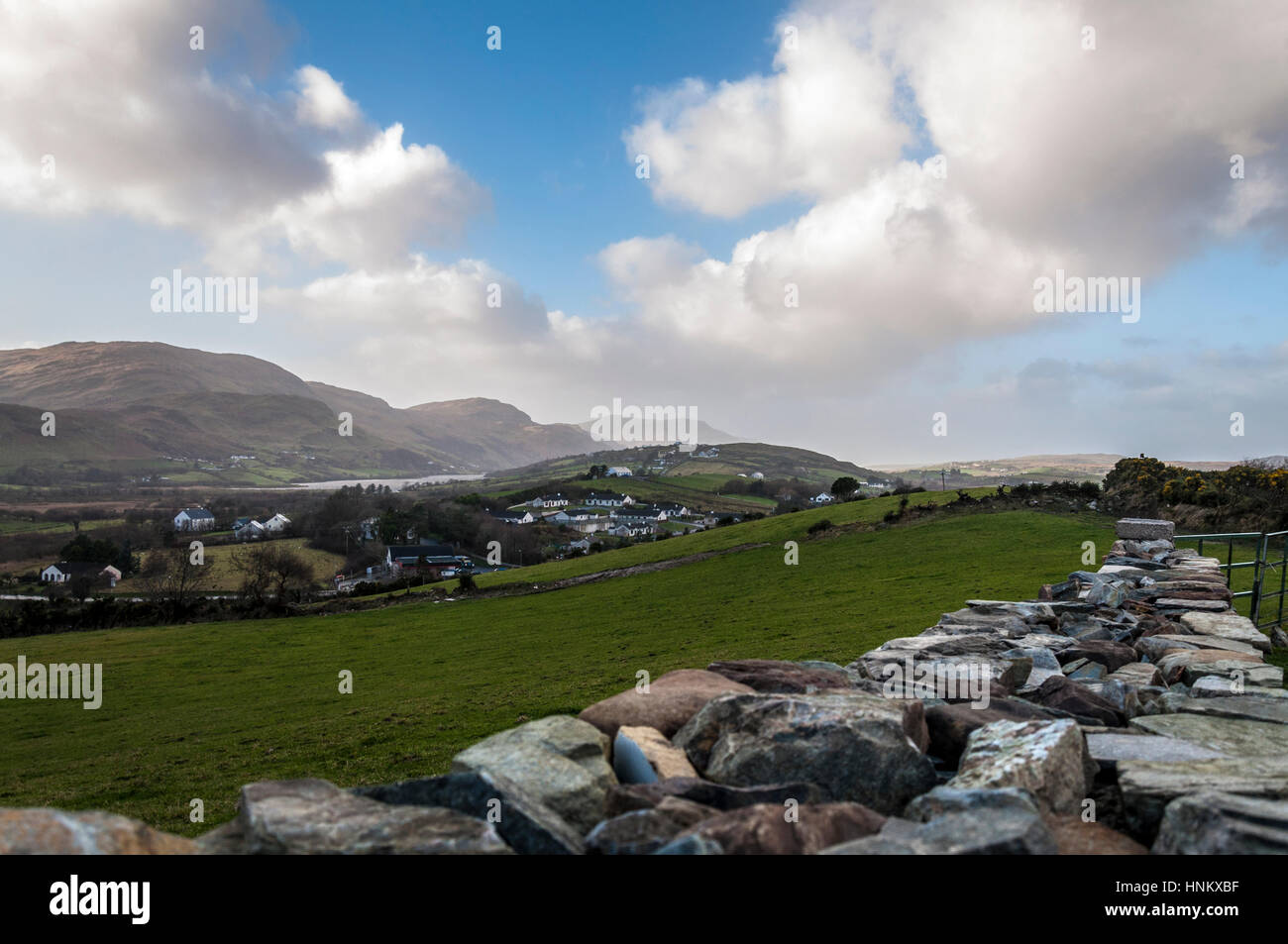 Ardara, County Donegal, Ireland. Stone wall and landscape Stock Photo ...