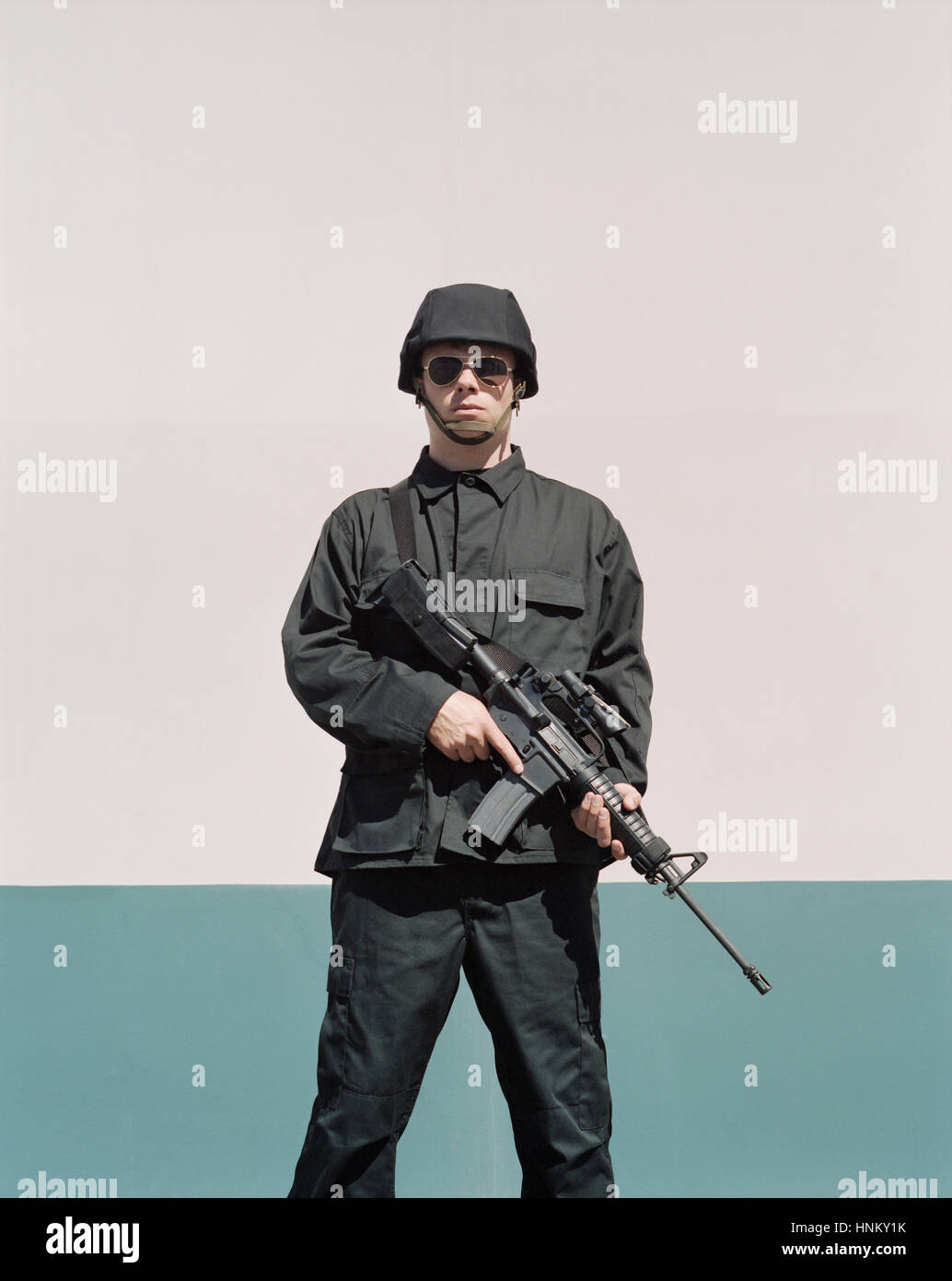 Army soldier standing holding weaponry uniform security hi-res stock ...